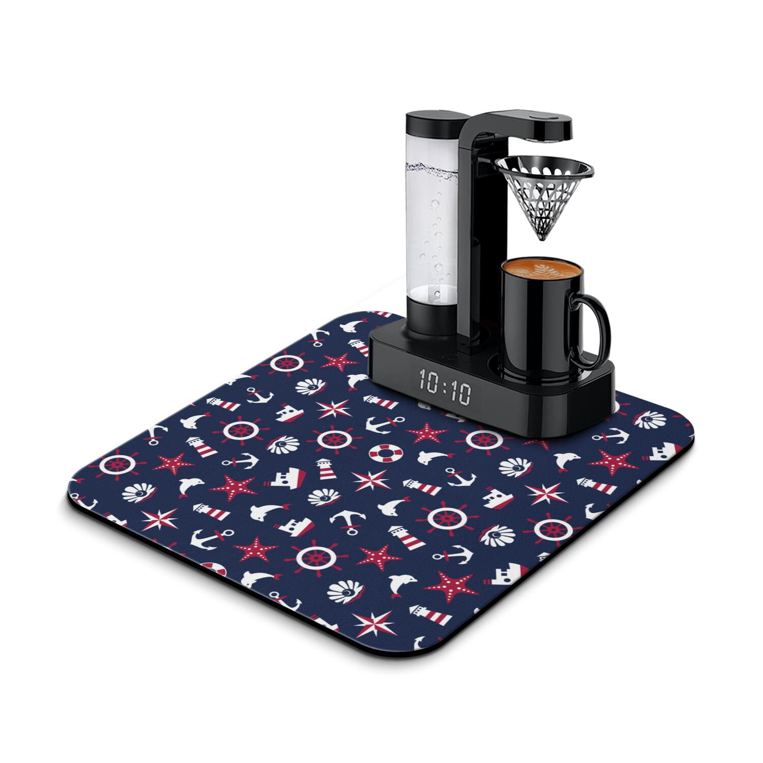 Lighthouse and Anchor Nautical Coffee Mat – Under Coffee Maker Mat with ...