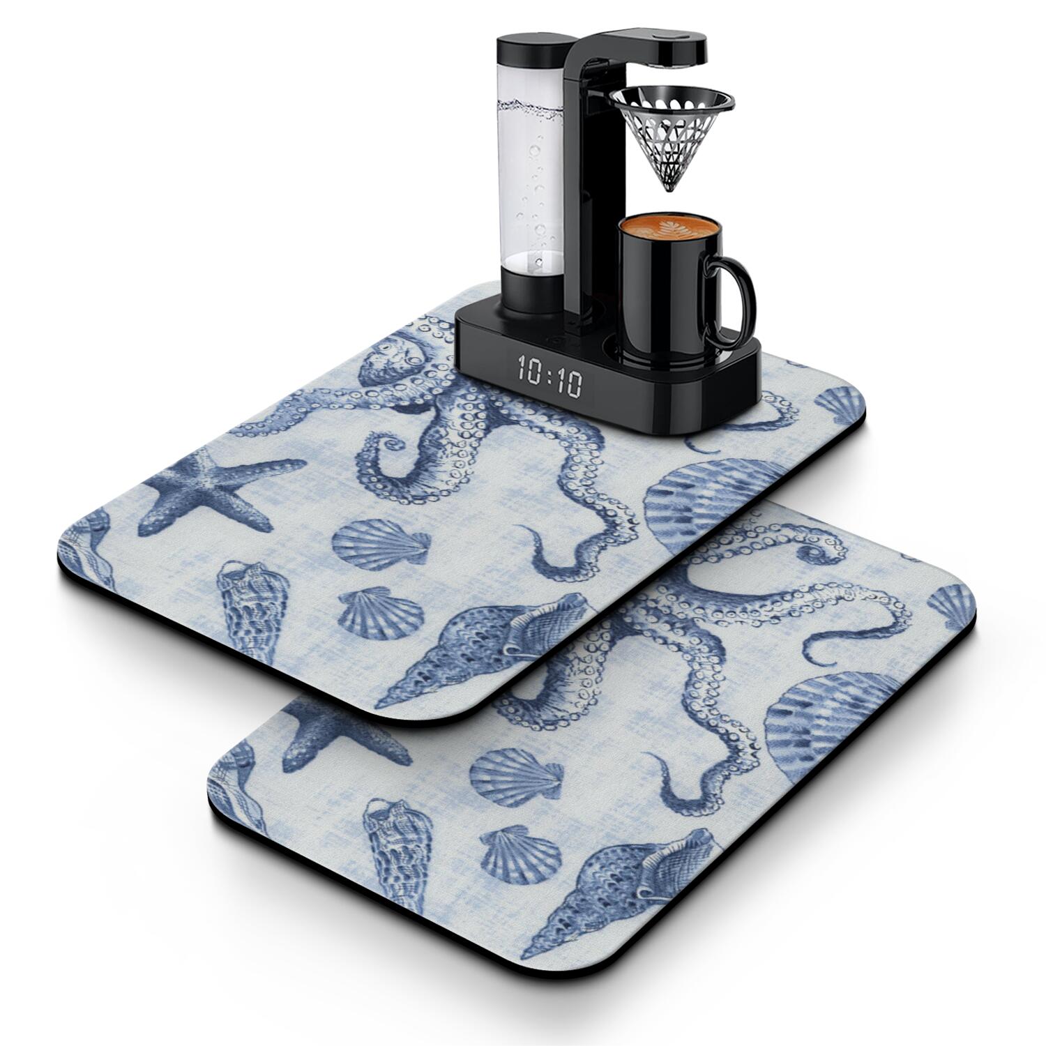 Lighthouse and Anchor Nautical Coffee Mat – Under Coffee Maker Mat with ...