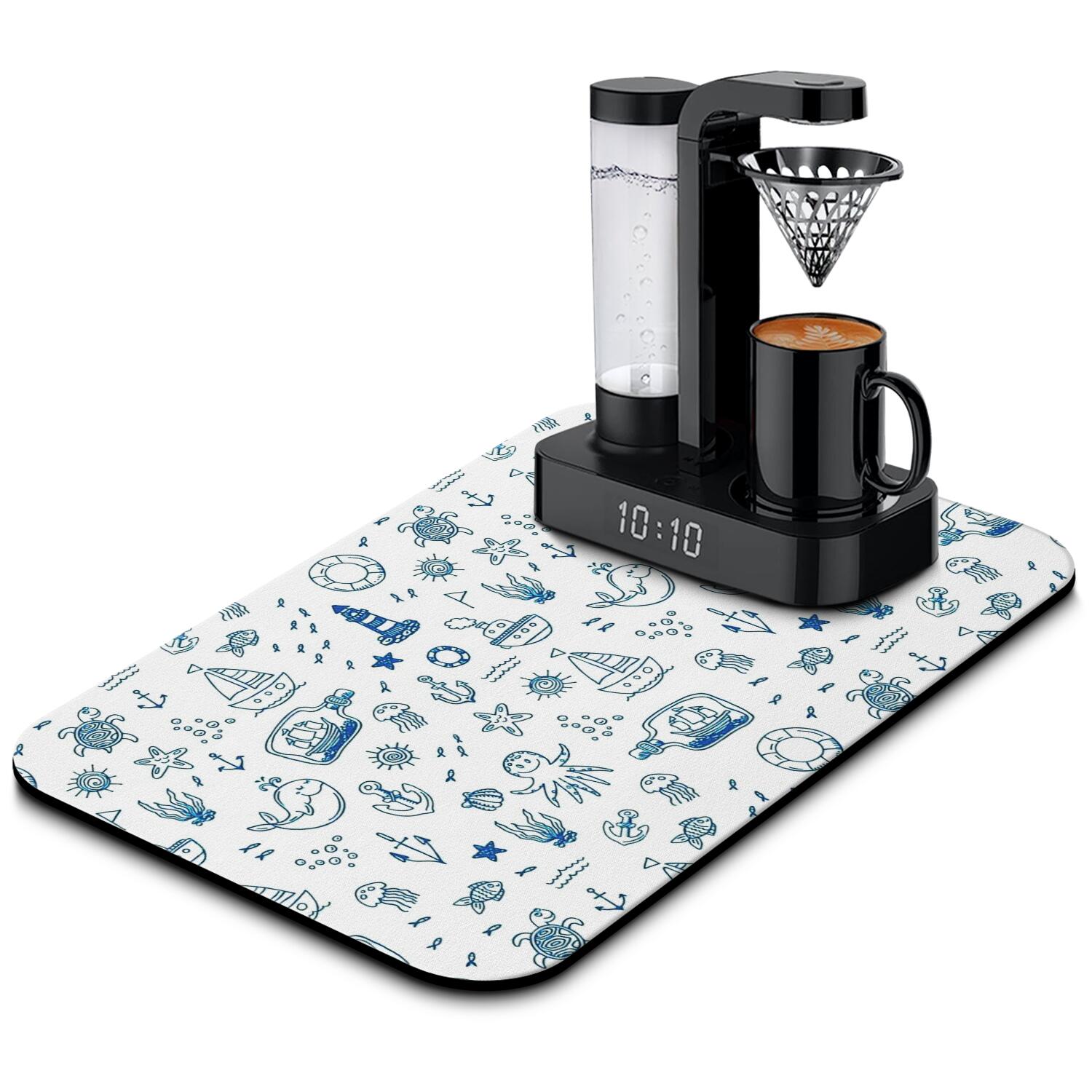 Lighthouse and Anchor Nautical Coffee Mat – Under Coffee Maker Mat with ...