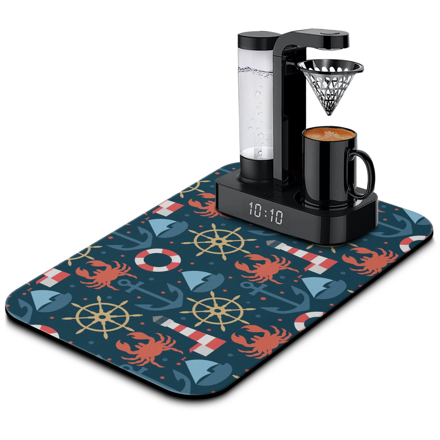 Lighthouse and Anchor Nautical Coffee Mat – Under Coffee Maker Mat with ...
