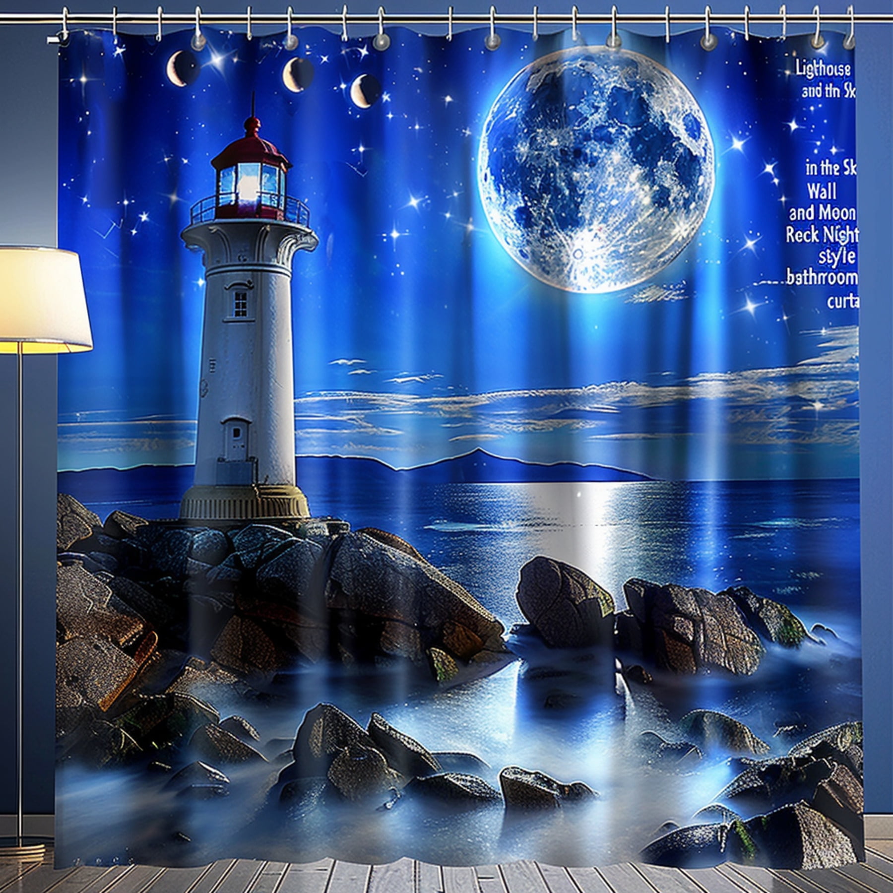 Lighthouse and Moon Shower Curtain Transform your bathroom with this ...