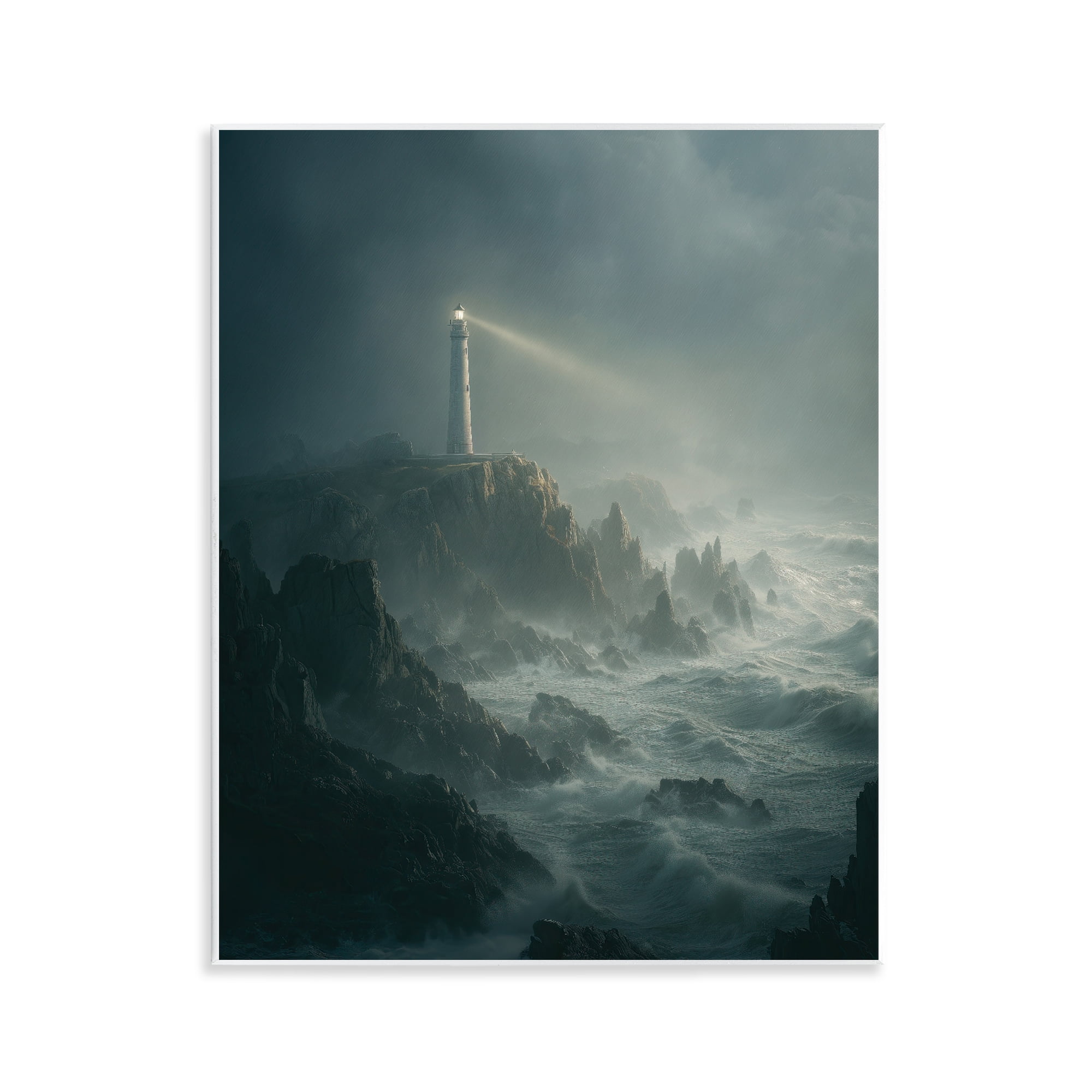 Lighthouse and Stormy Cliff Wall Plaque Art, design by Ziwei Li ...