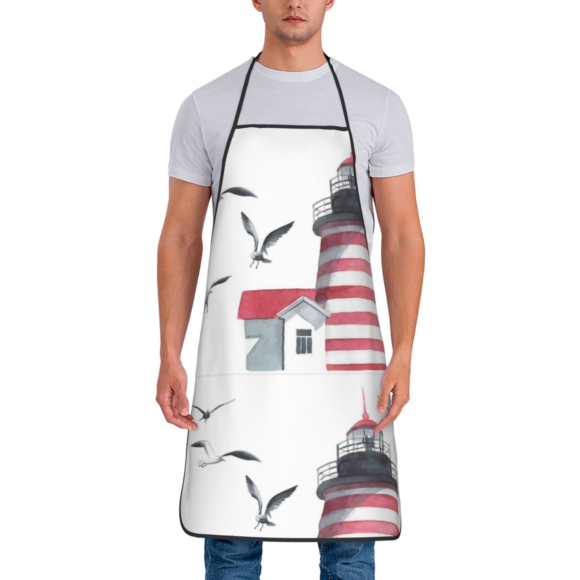 Lighthouse and seagulls Aprons for Women Men Waterproof Apron Kitchen ...