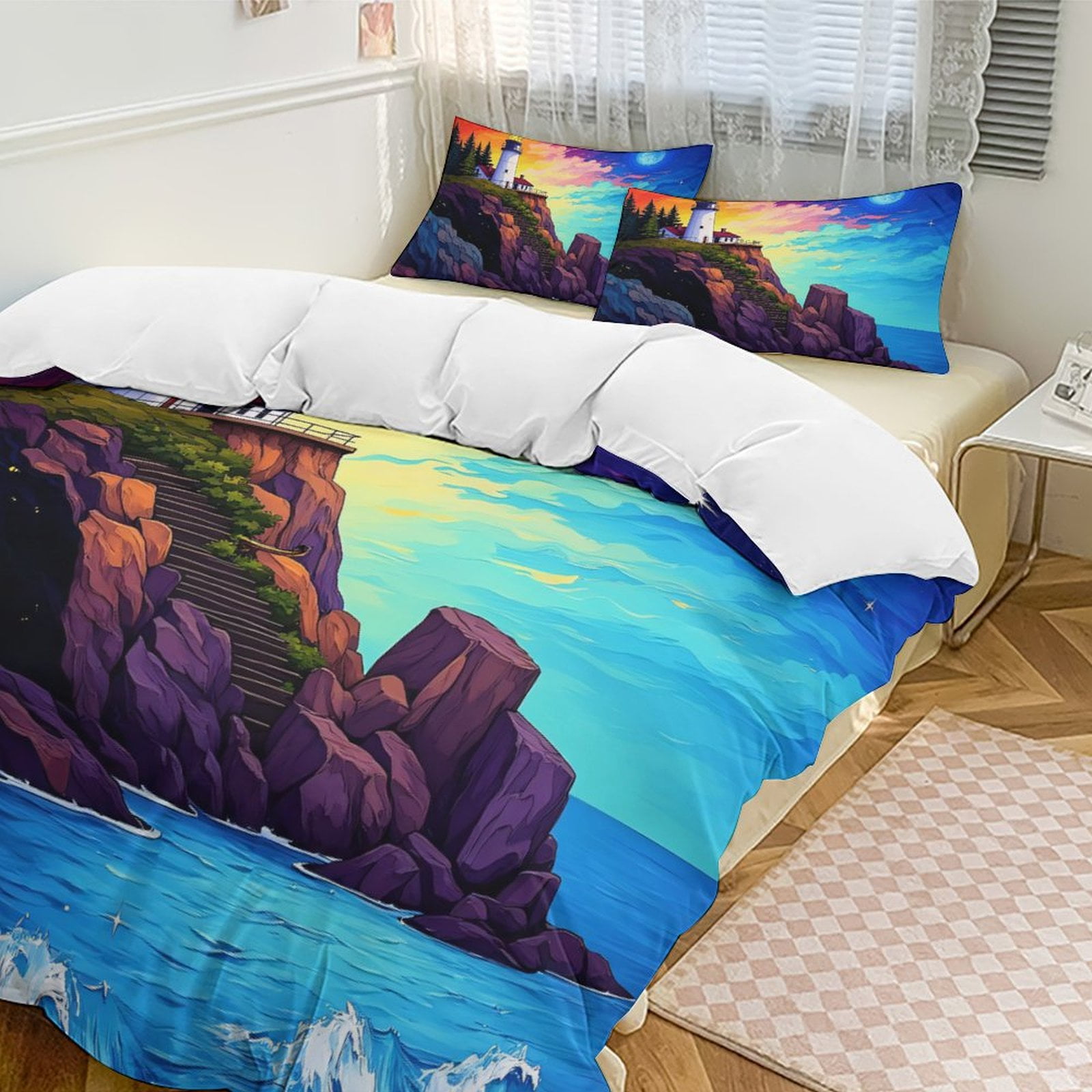 Lighthouse at Dusk 3D Duvet Cover Set Quilt Cover Theme of Kid Boy Girl for Bedroom Decoration ...