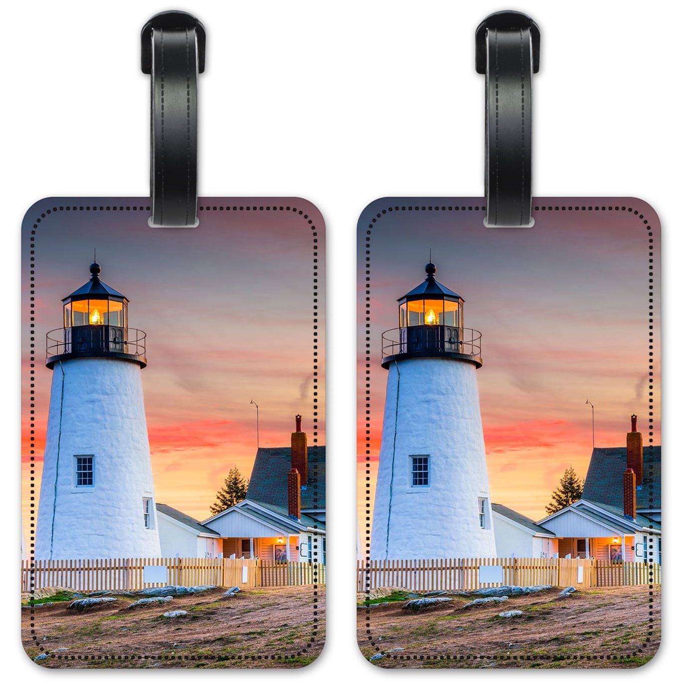 Lighthouse at Sunset - Luggage ID Tags / Suitcase Identification Cards ...