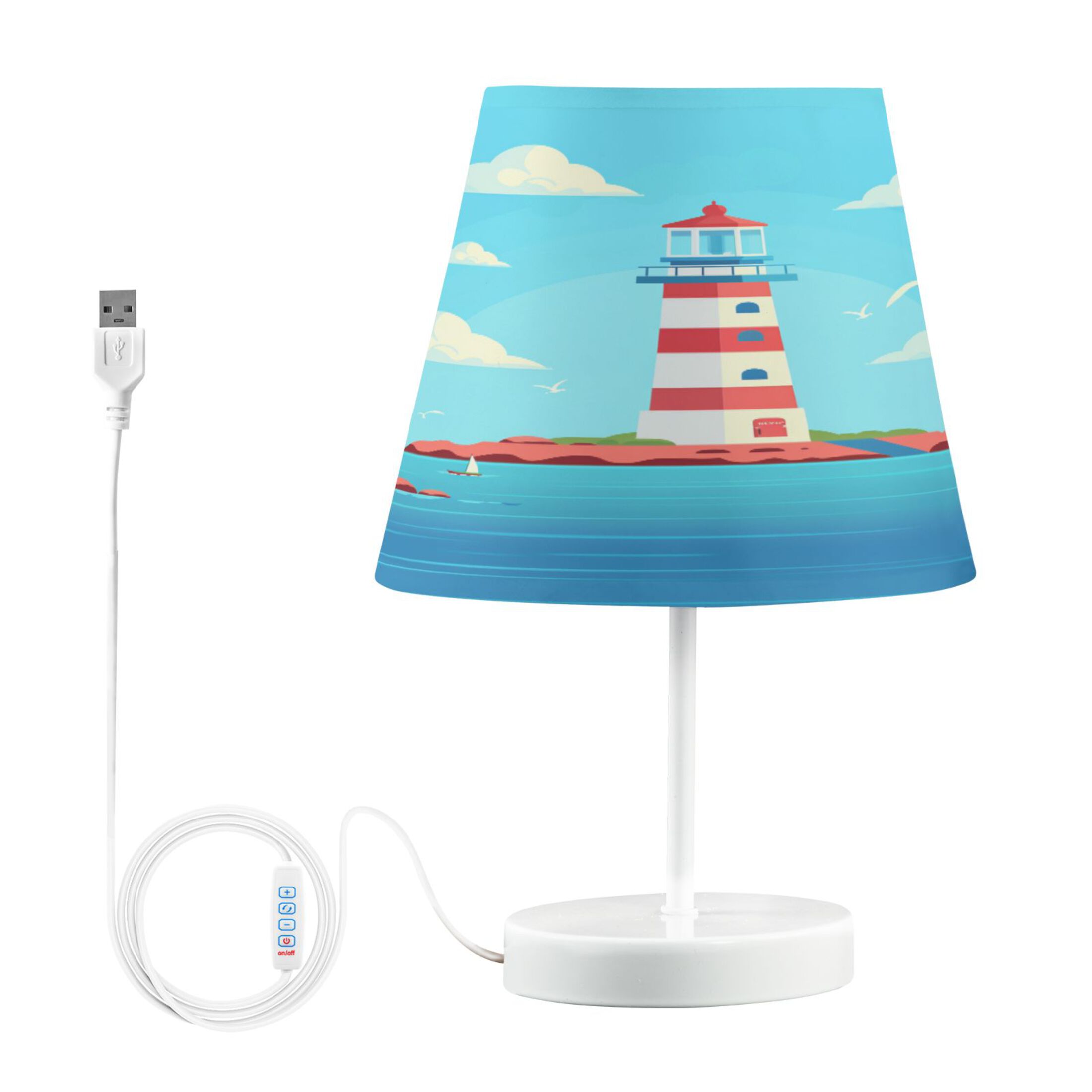Lighthouse on Island Desk Lamp LED Table Nightstand Lamps with 3 Color ...