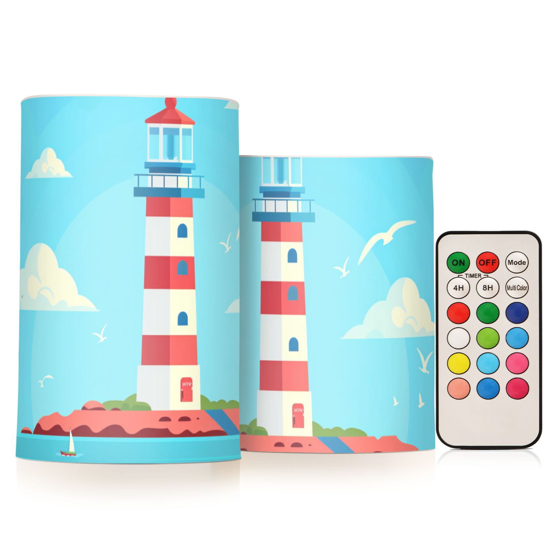 Lighthouse on Island Flameless Candles with Remote Timer LED Battery ...