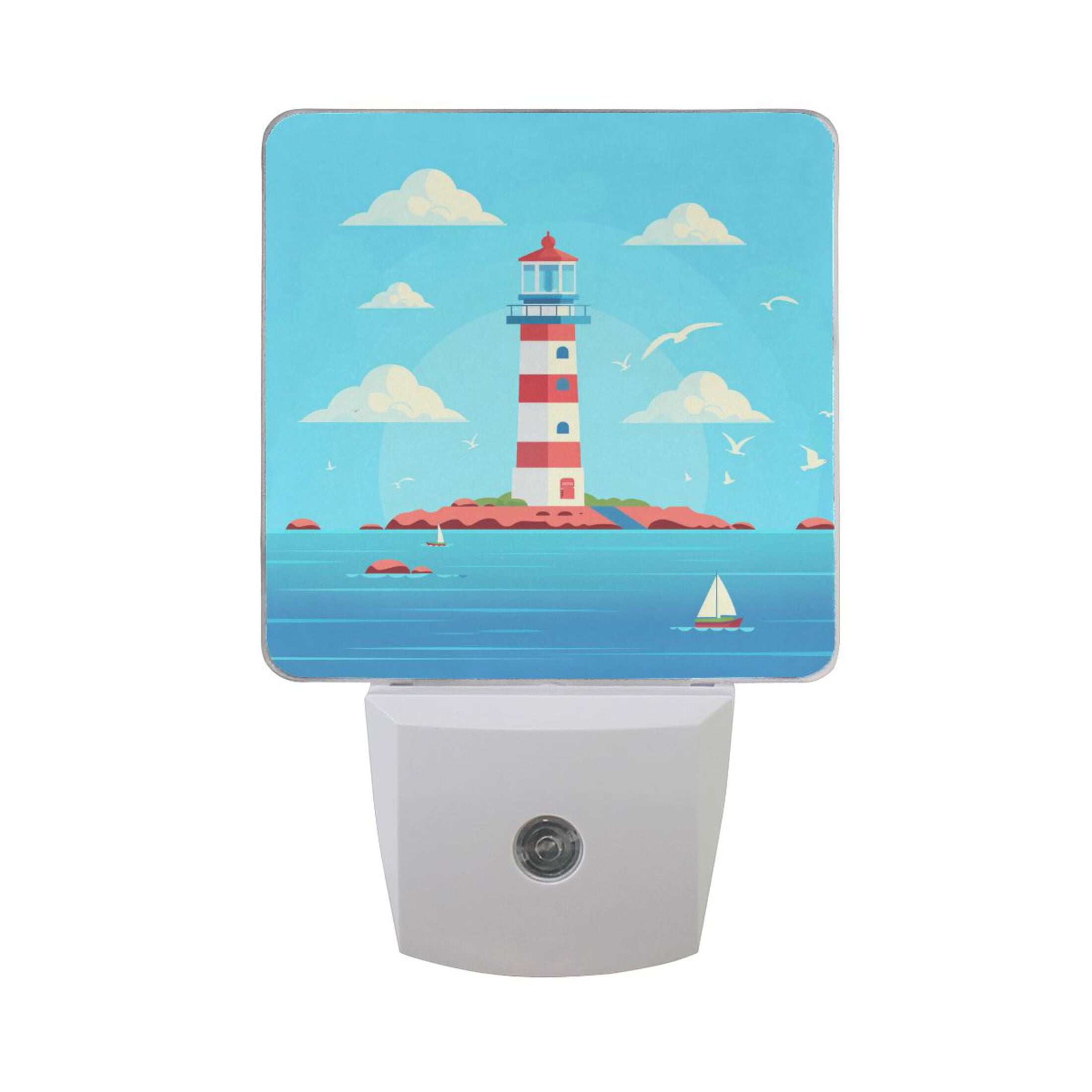 Lighthouse on Island Night Light 2 Pack LED Nightlight Plug into Wall ...