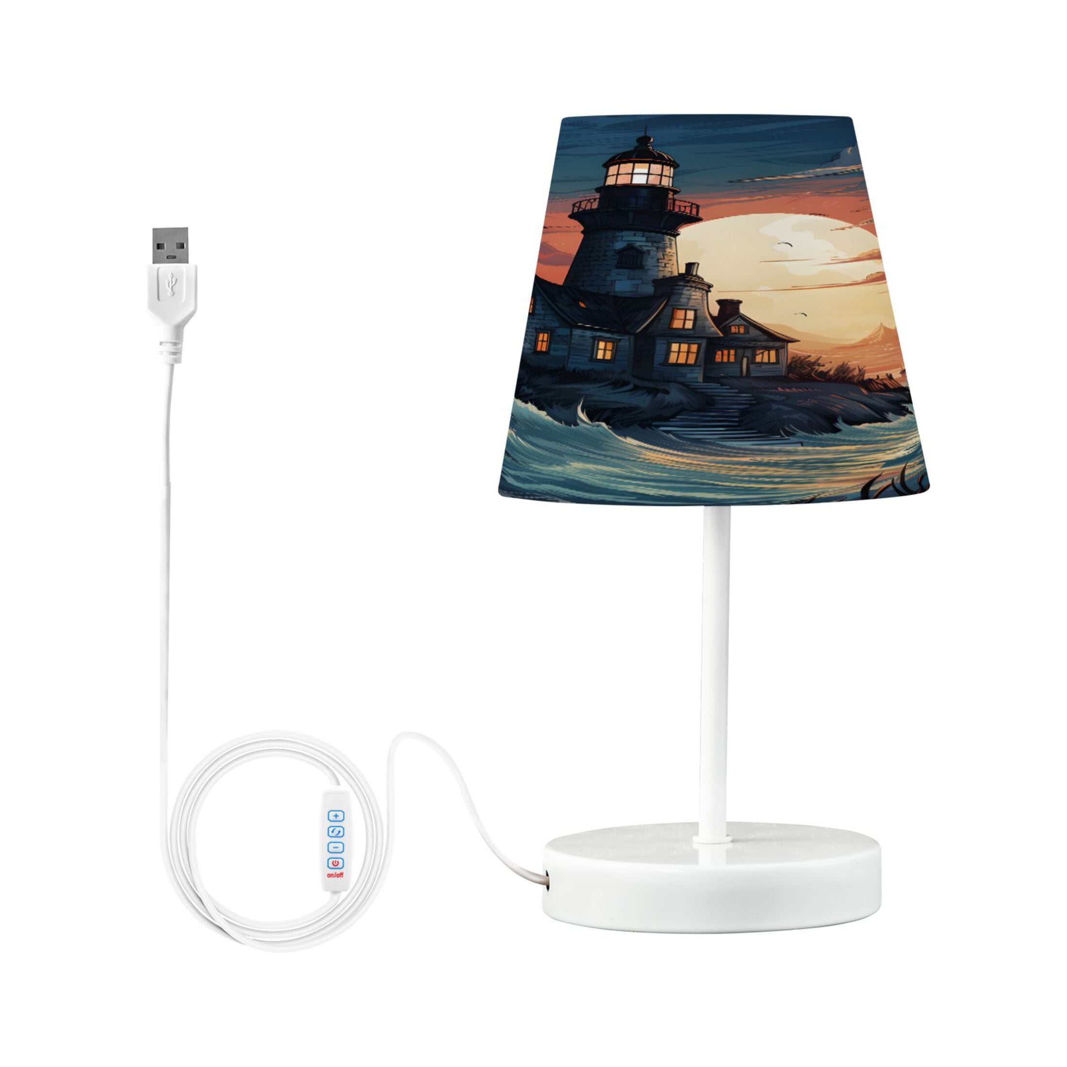 Lighthouse on Sea Desk Lamp LED Table Nightstand Lamps with 3 Color ...