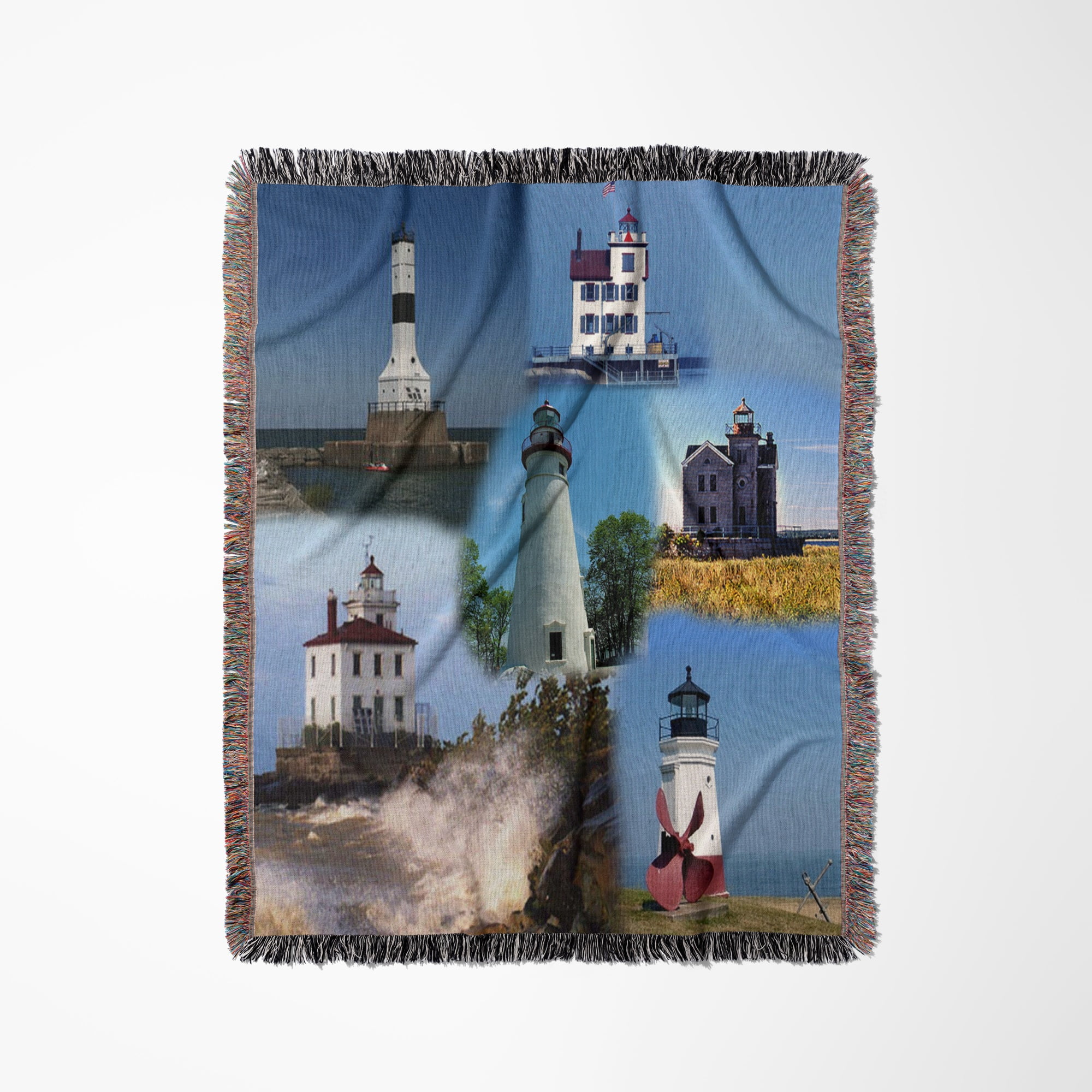 Lighthouses Looking Over Lake Erie Collage, Woven Blanket - Walmart.com