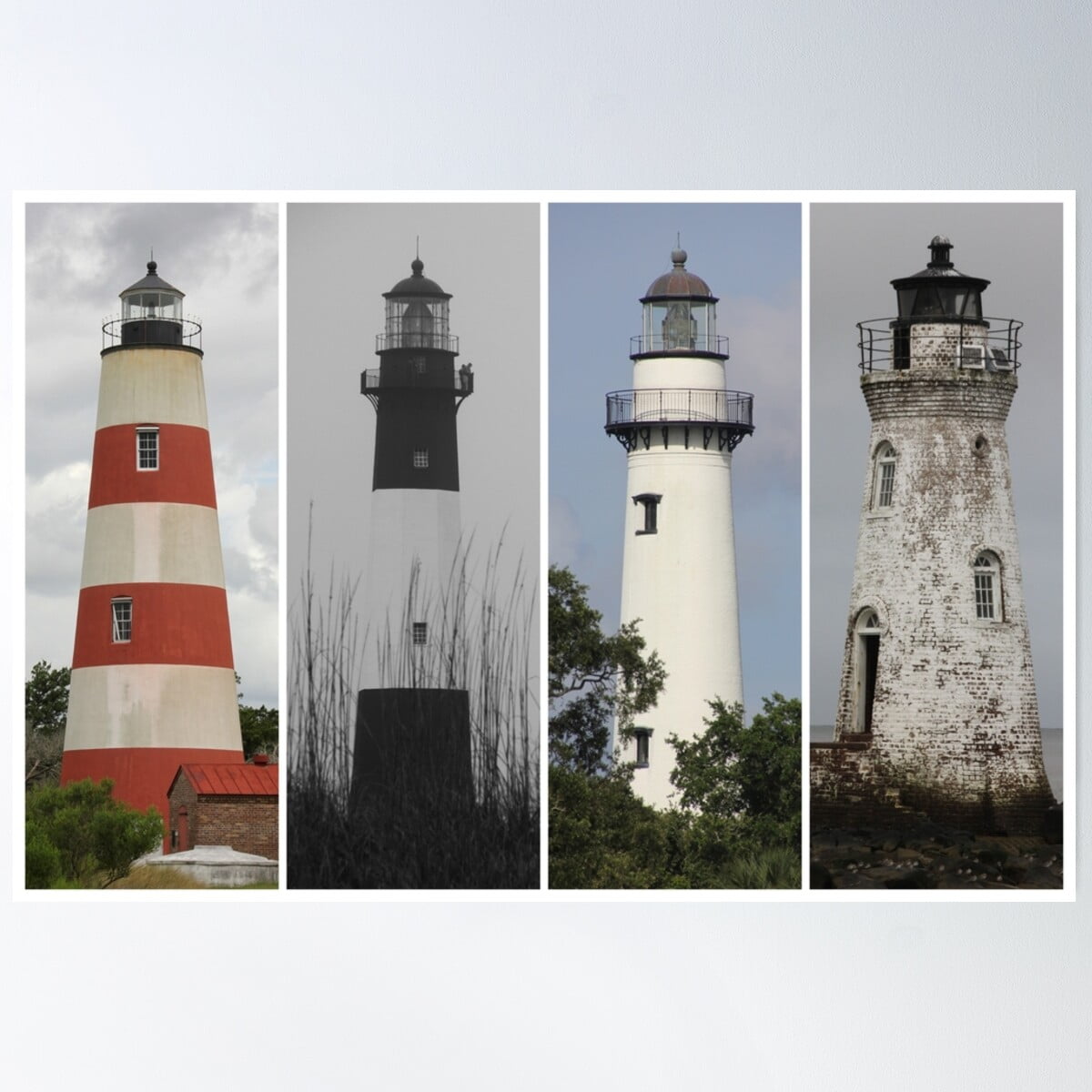 Lighthouses Of Georgia Poster Wall Art, Modern Wall Decor For Living ...