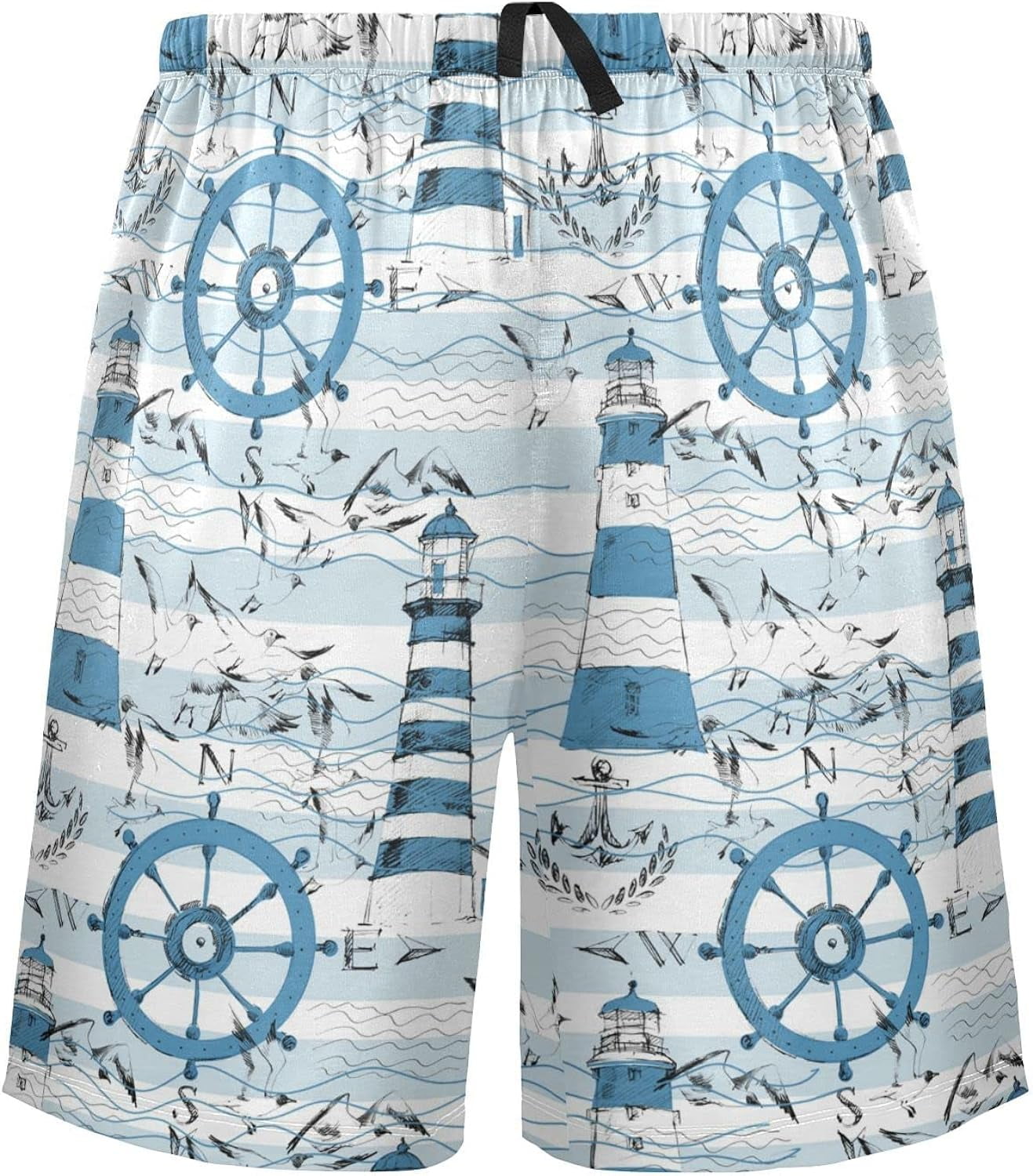 Lighthouses Seagull Anchors Men's Athletic Shorts,Men's Pajama Bottoms ...
