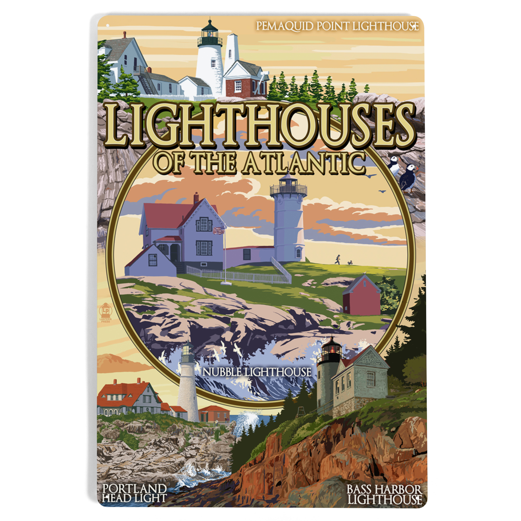 Lighthouses of Maine Montage (12x18 Aluminum Art, Indoor Outdoor Metal ...