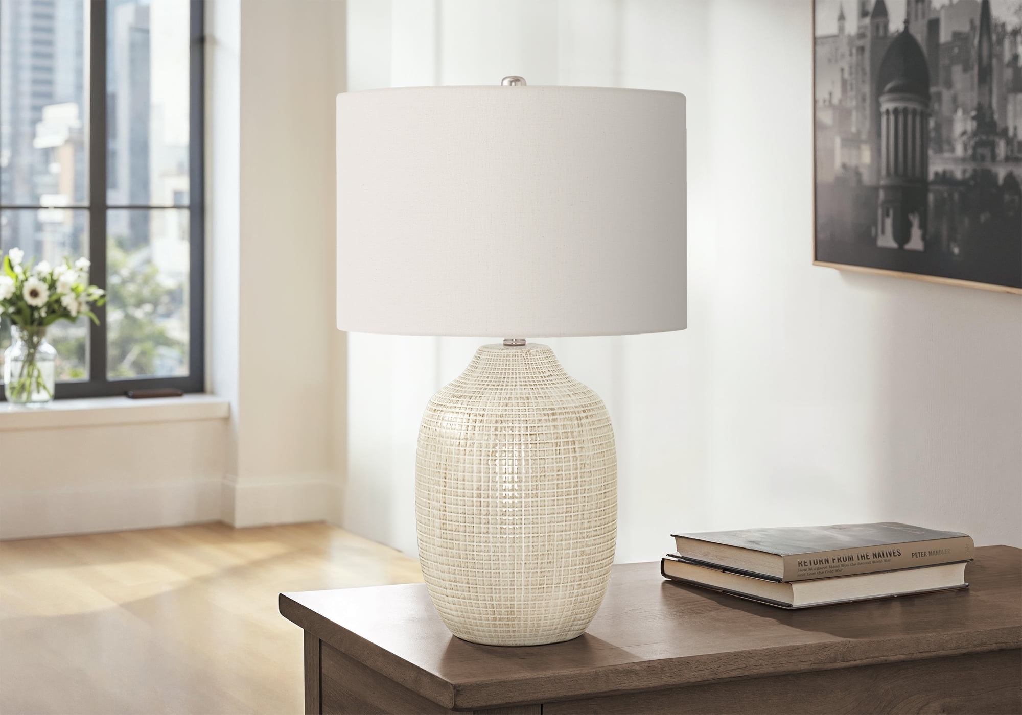 Lighting, 26"H, Table Lamp, Cream Ceramic, Ivory / Cream Shade ...