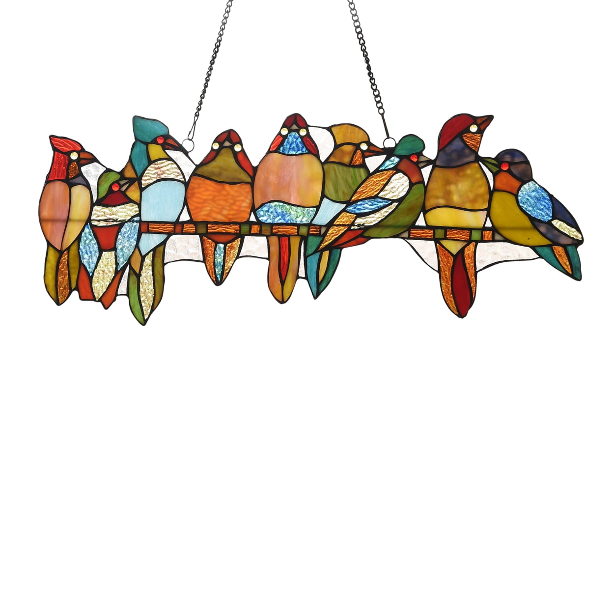 Lighting BIRDS ON A VINE Tiffany-style Animal Design Window Panel 25" x ...