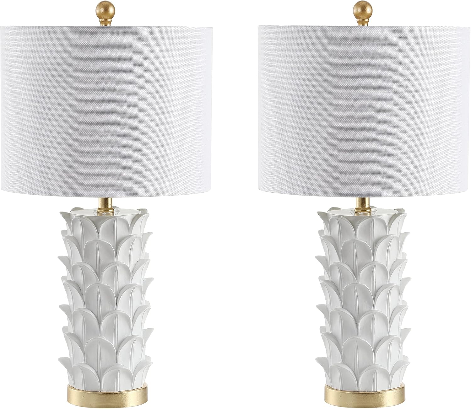 Lighting Collection Nico White/ Gold Leaf 25-inch Bedroom Living Room ...