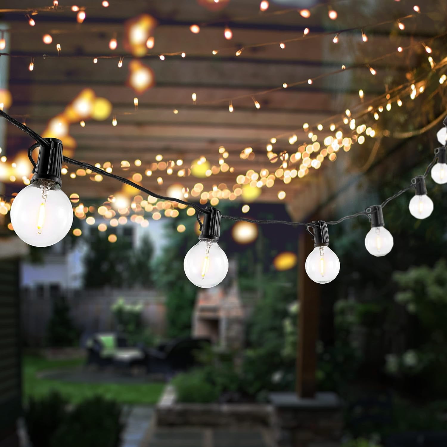 Lighting Collection Leigh Black 10-Foot LED Outdoor String Lights ...