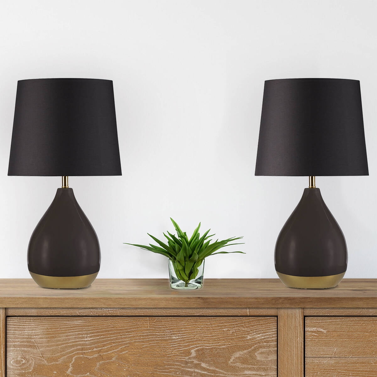 Lighting Fixtures 2-Tone Ceramic Table Lamp Set of 2 Black/Gold See ...