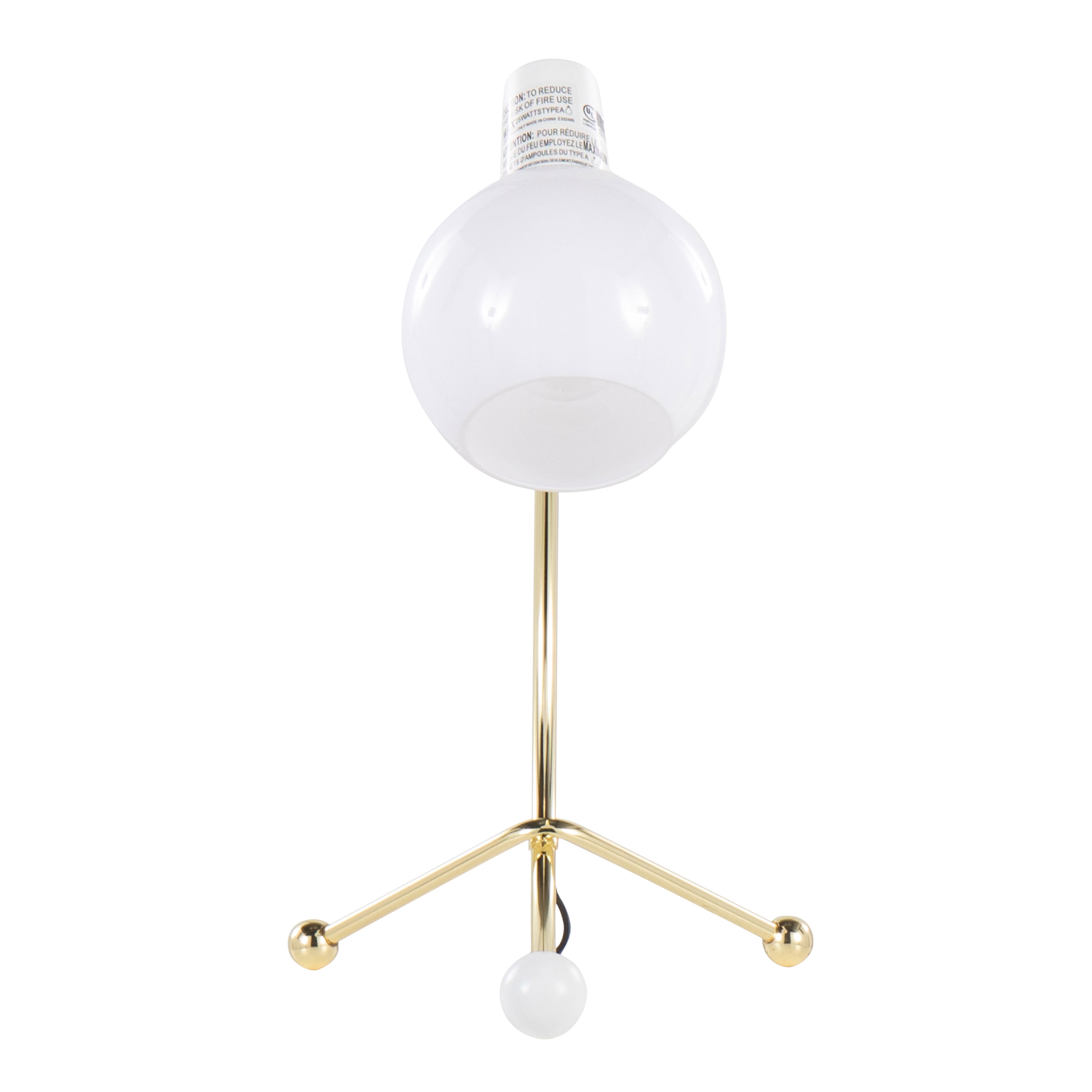 Lighting Fixtures Eileen Contemporary Task Lamp in Gold Metal and White Plastic Shade by ...