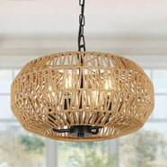 Arturesthome White Handwoven Rattan Boho Pendant Lighting Fixtures ...