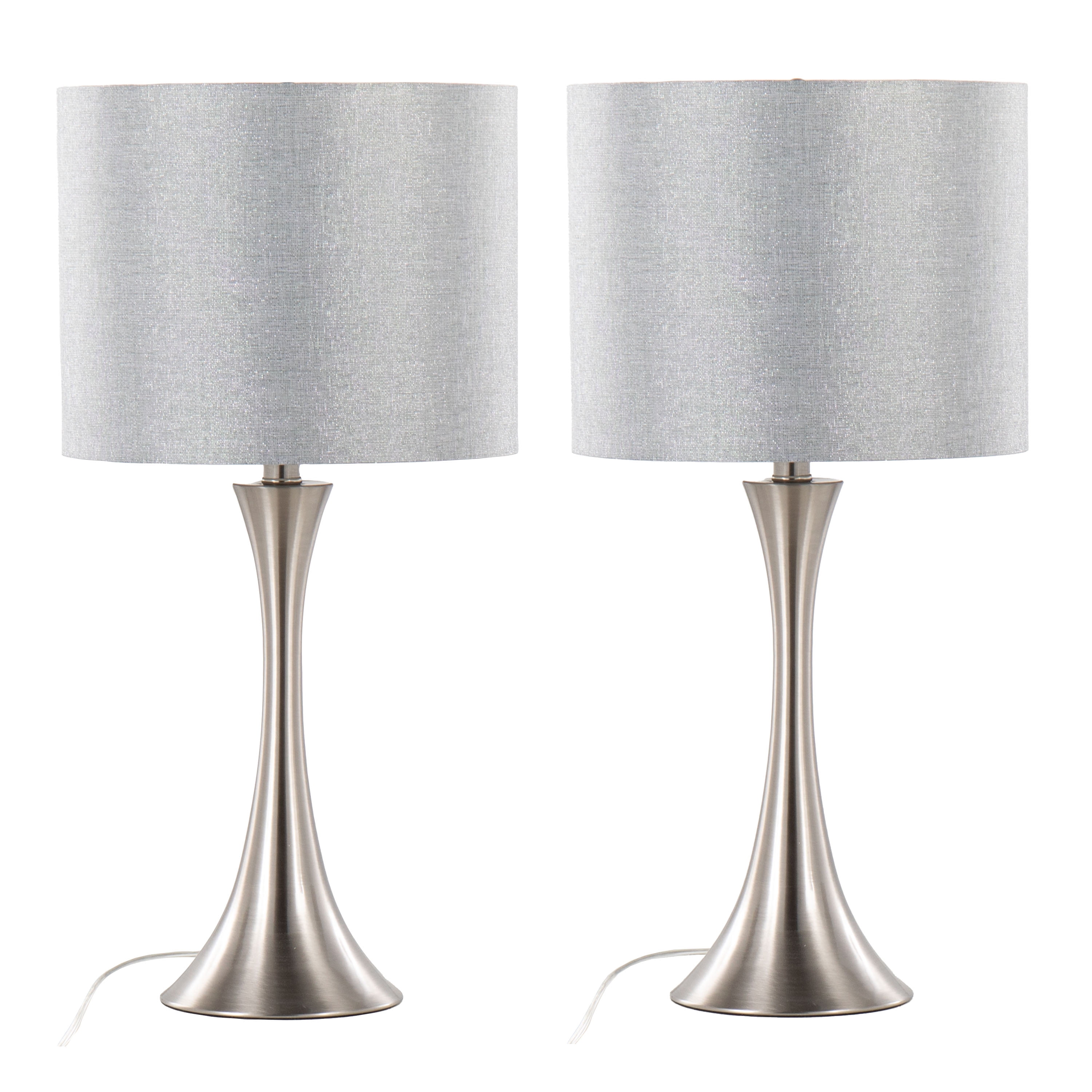 Lighting Fixtures Lenuxe 24" Contemporary Metal Table Lamp in Brushed ...