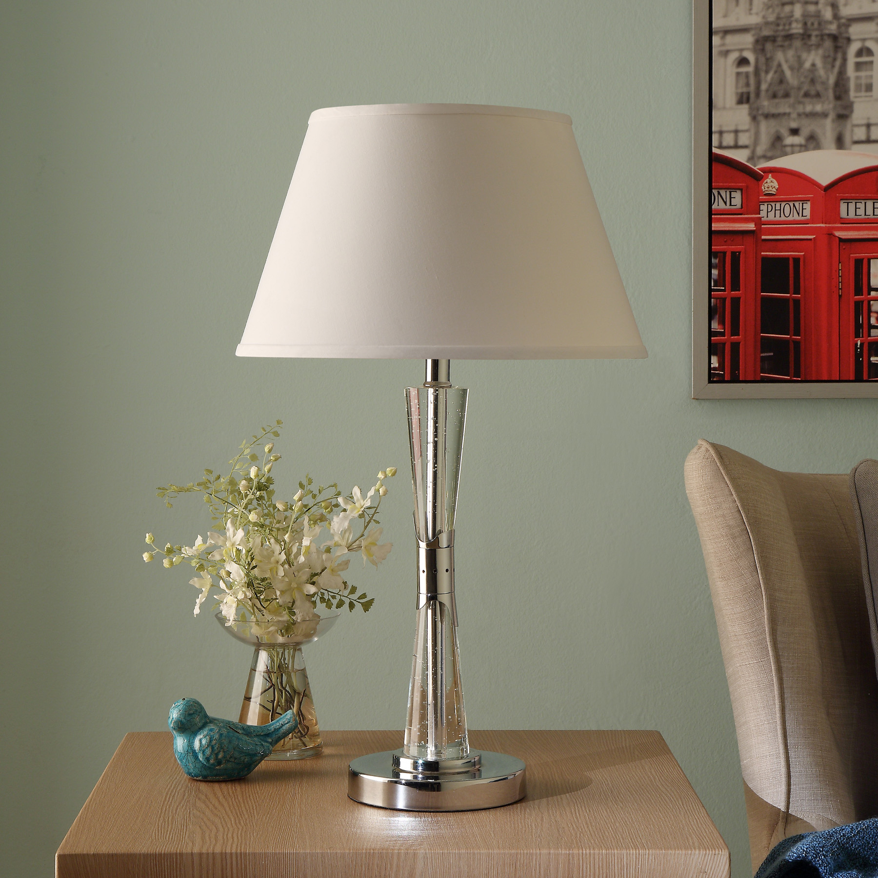 Lighting Fixtures Modern Home Decor Table Light 1pc Chrome Finish Glass ...