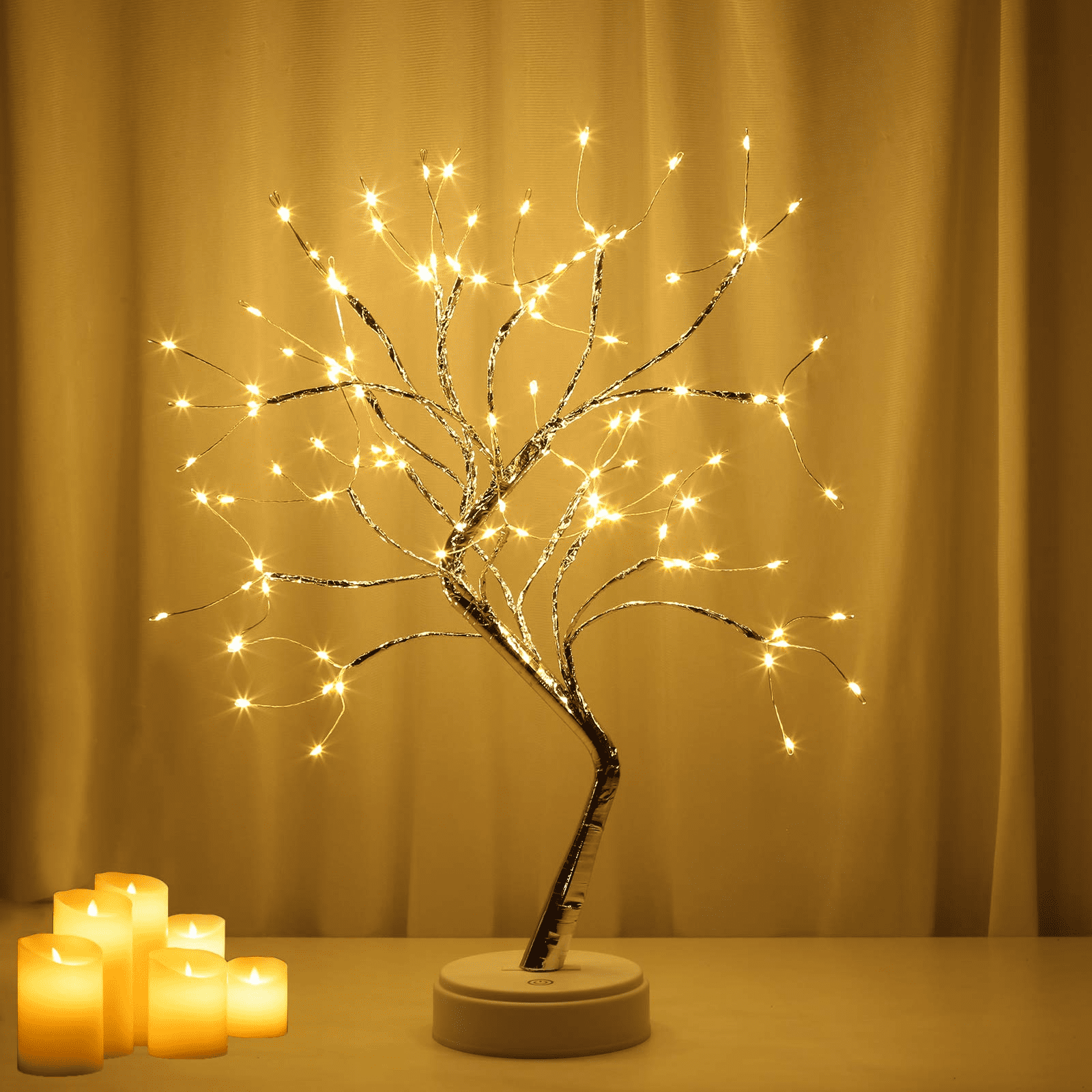 Lighting LED Branch Lights 108 LEDs New Silver Copper Wire Tree ...