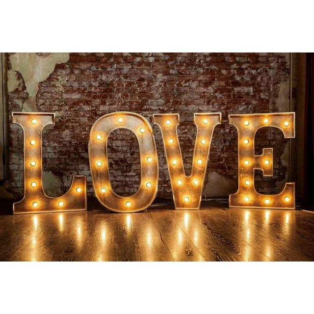 Lighting Love Valentine's Day Photography Background Grunge Brick Wall ...
