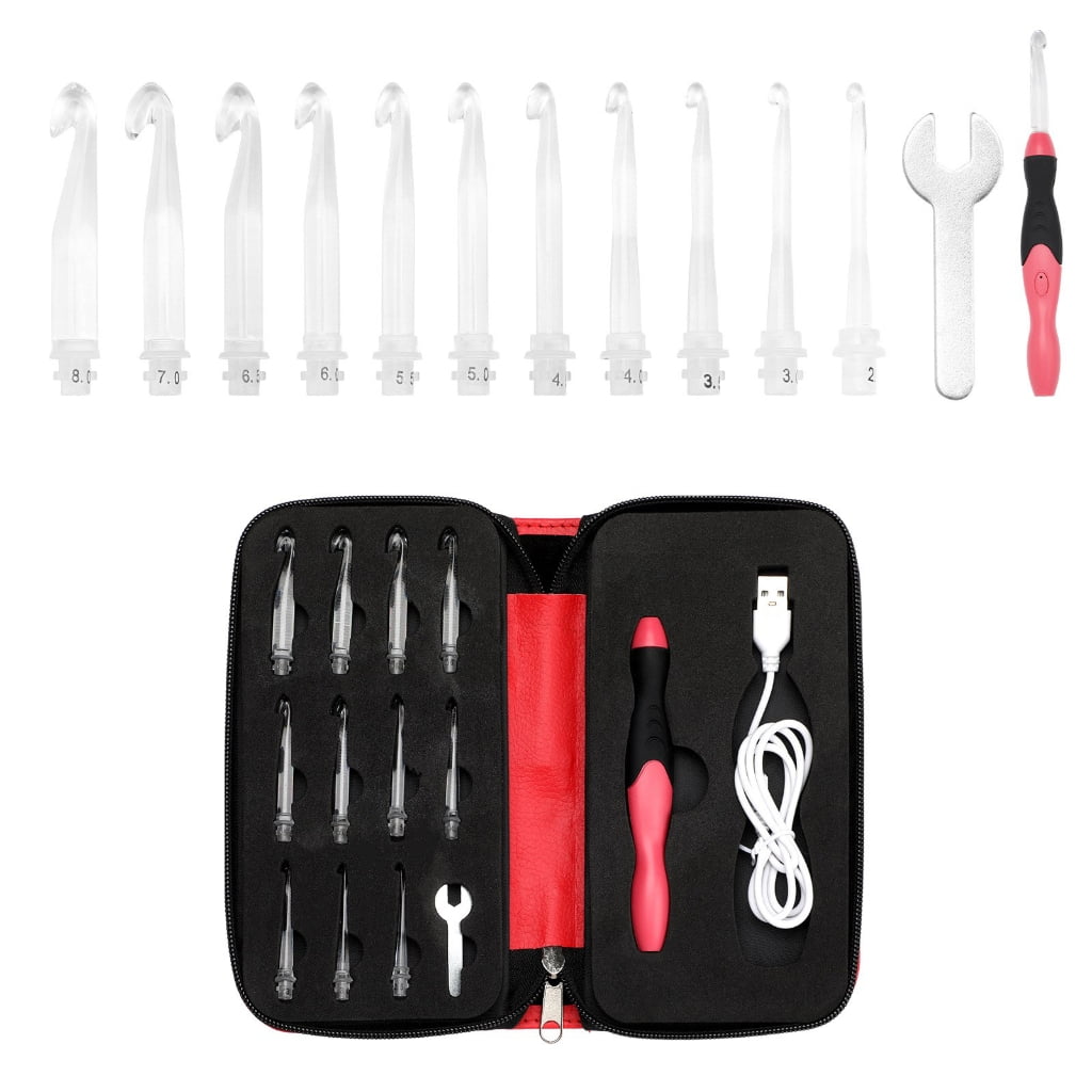 Lighting Up LED Crochet Hook With 2.5mm-8.0mm Interchangeable Hook Head ...
