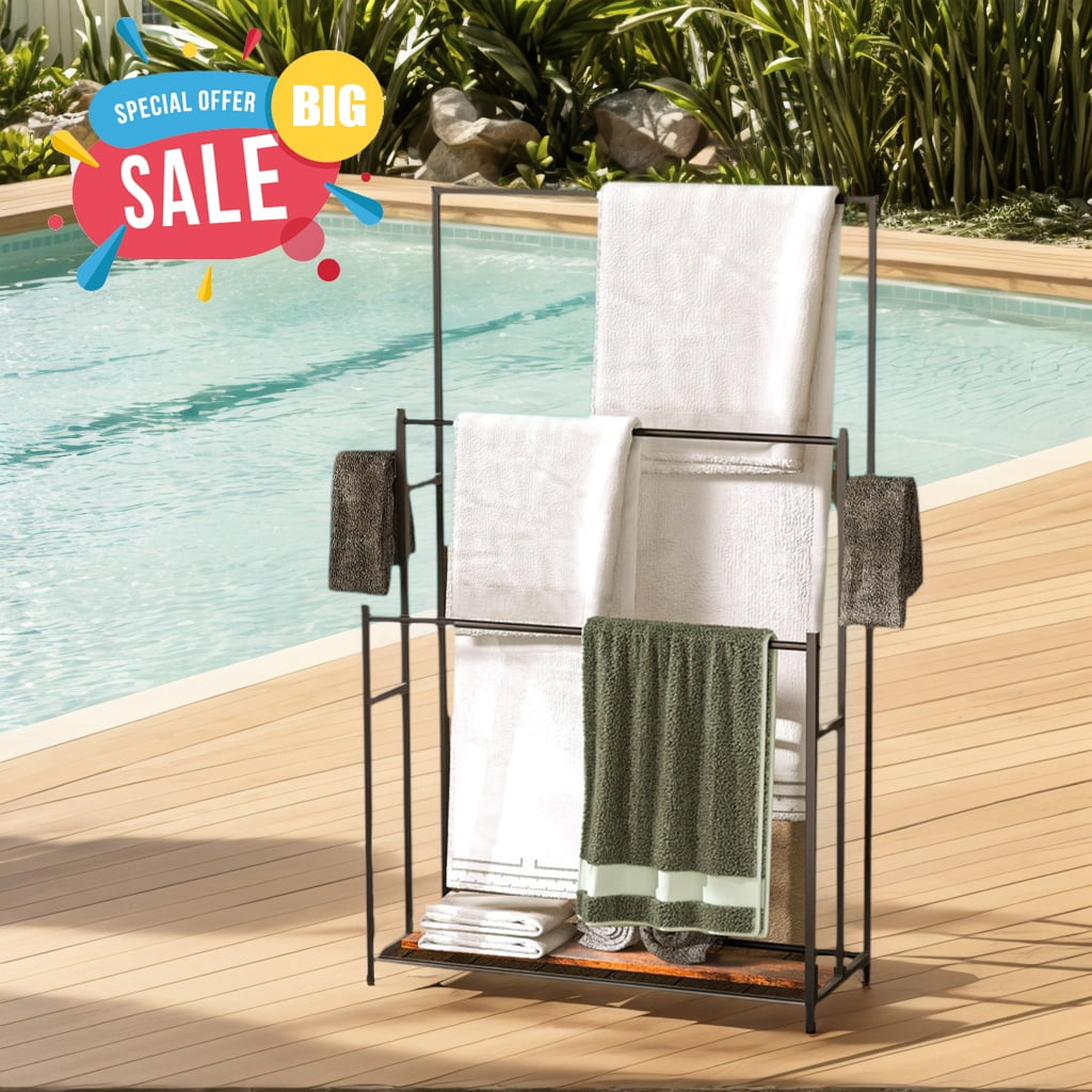 LightingGo 47" Freestanding Towel Rack,3 Tier Large Pool Towel Holder ...
