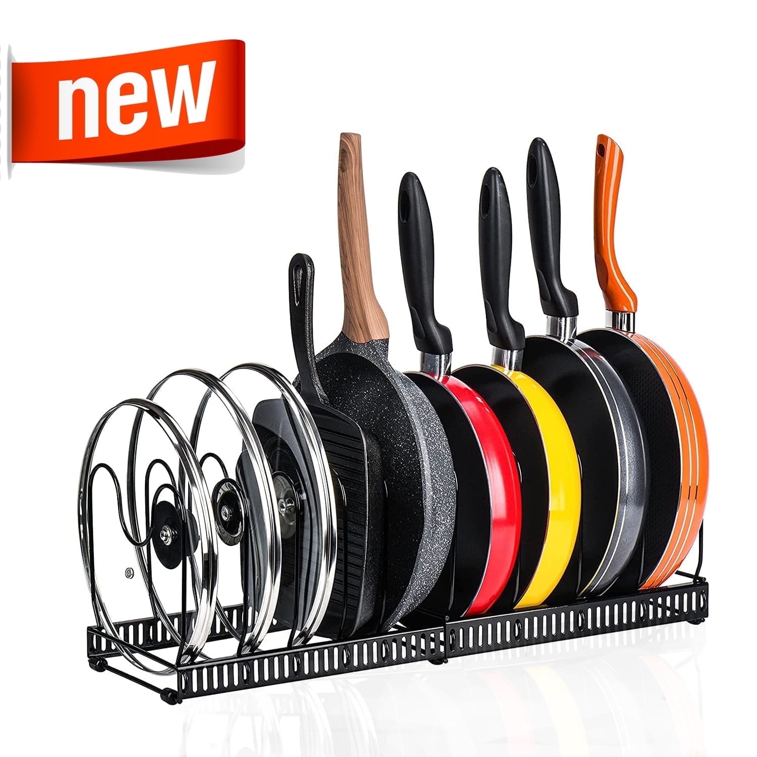 LightingGo Pots and Pans Organizer Adjustable with 10-Compartment Pot ...