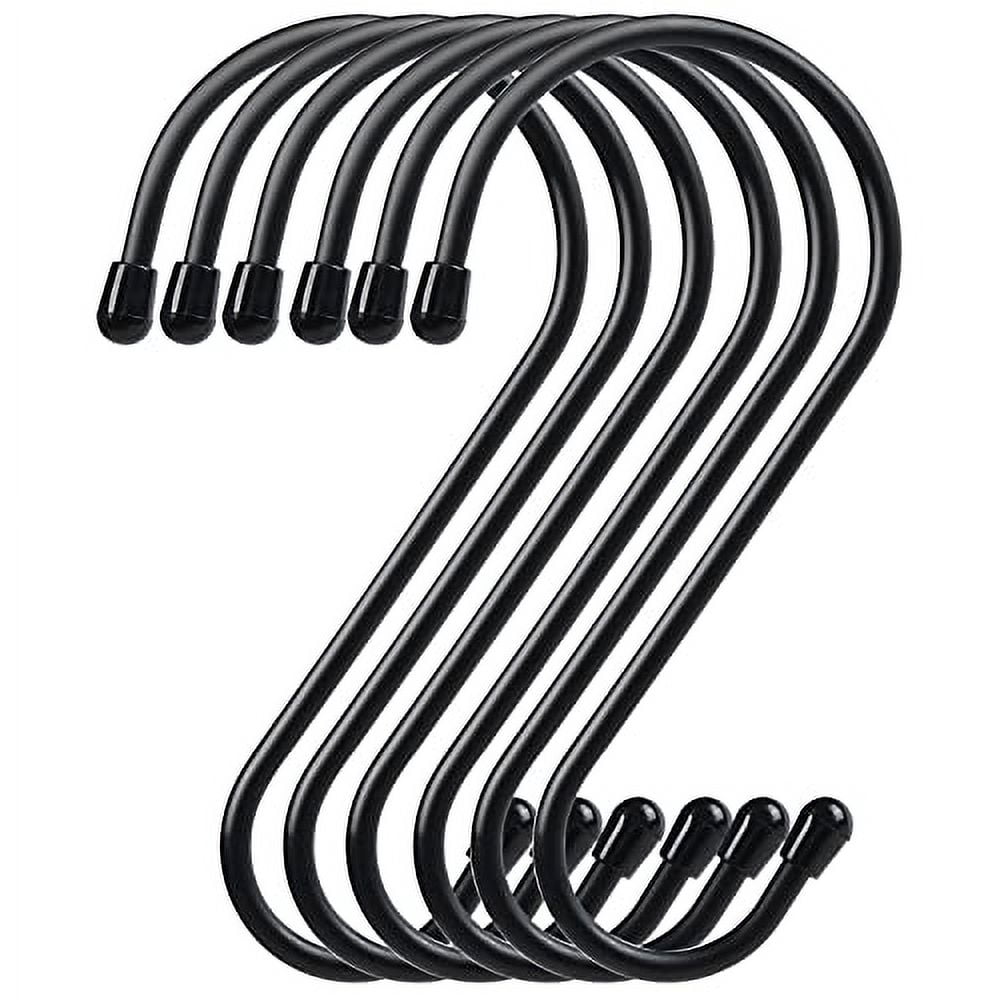 Lightique 12 Pack 6 Inch S Hooks, Large S Hooks with Rubber Stopper ...