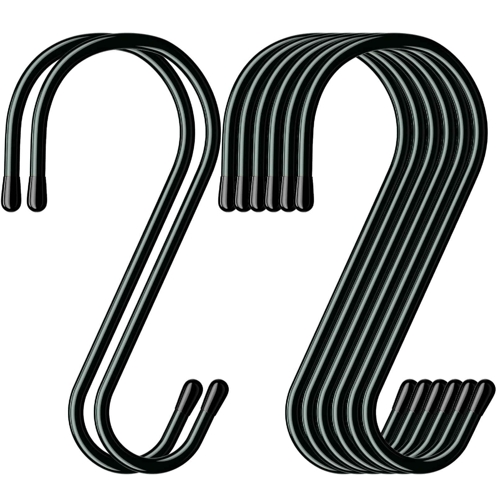 Lightique S Hooks for Hanging - Heavy Duty 6 Inch 12 Pack Strong Metal S Hooks, Extra Large S ...