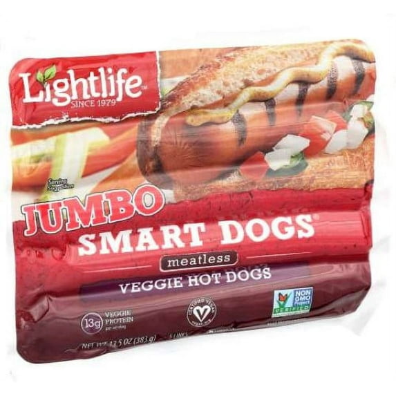 Lightlife Vegan Plant Based Jumbo Dogs, 13.5oz (pack of 12) - Walmart.com