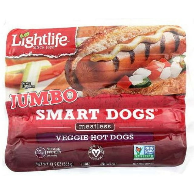 Lightlife Smart Dogs Veggie Hot Dog, 5 count per pack -- 12 per case ...
