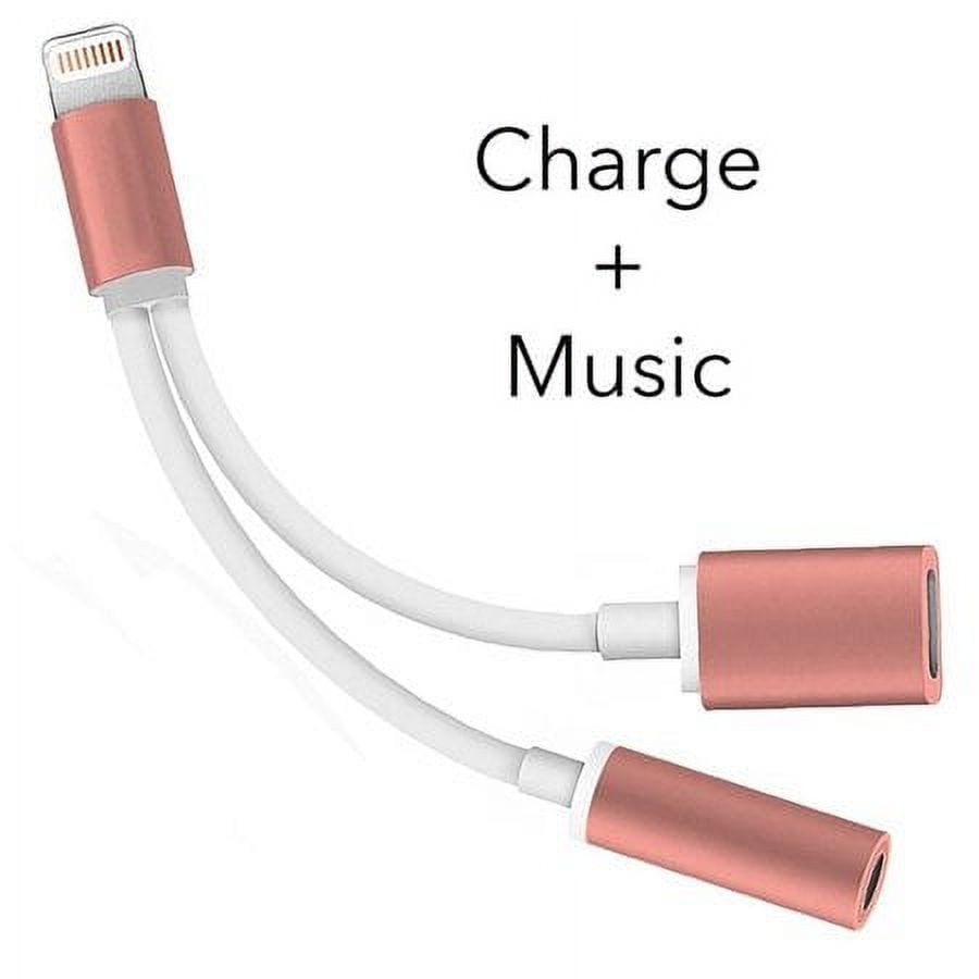 Lightning to 3.5 mm Headphone Adapter Dual Ports Dongle Charger Jack ...