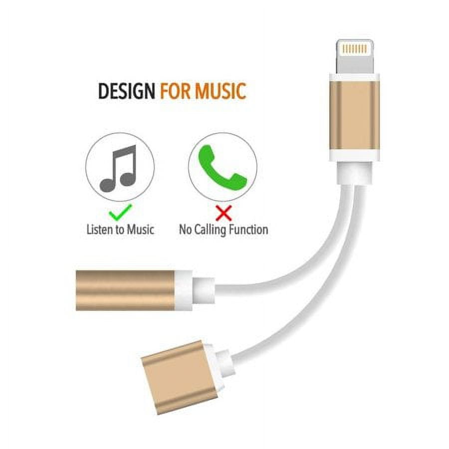Lightning to 3.5 mm Headphone Adapter Dual Ports Dongle Charger Jack ...