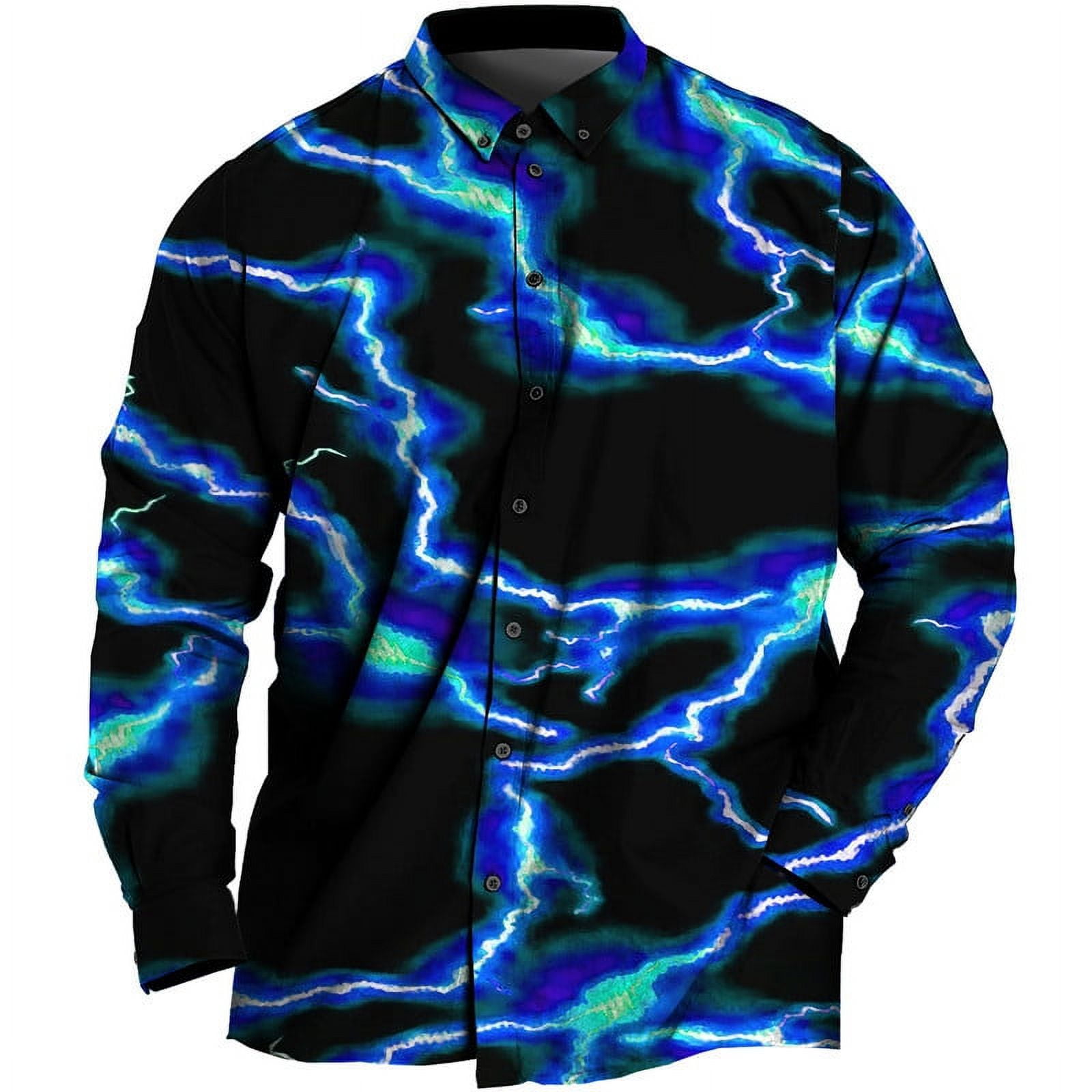 Lightning 3d Print Fashion 2025 Men's Shirts Single Breasted Shirt ...