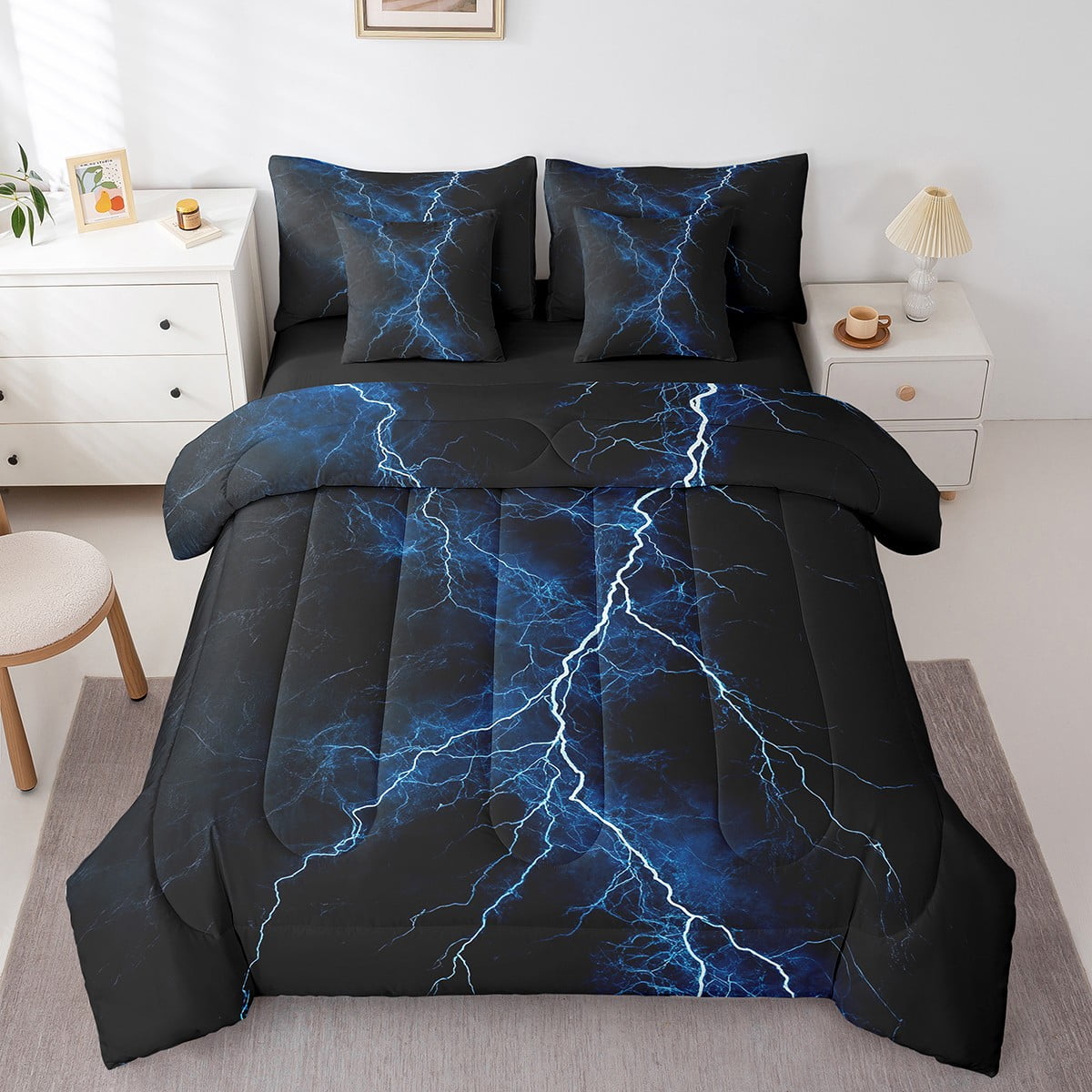 Lightning 7 Pcs Comforter Set,Mysterious Sky Natural Disaster Trippy ...