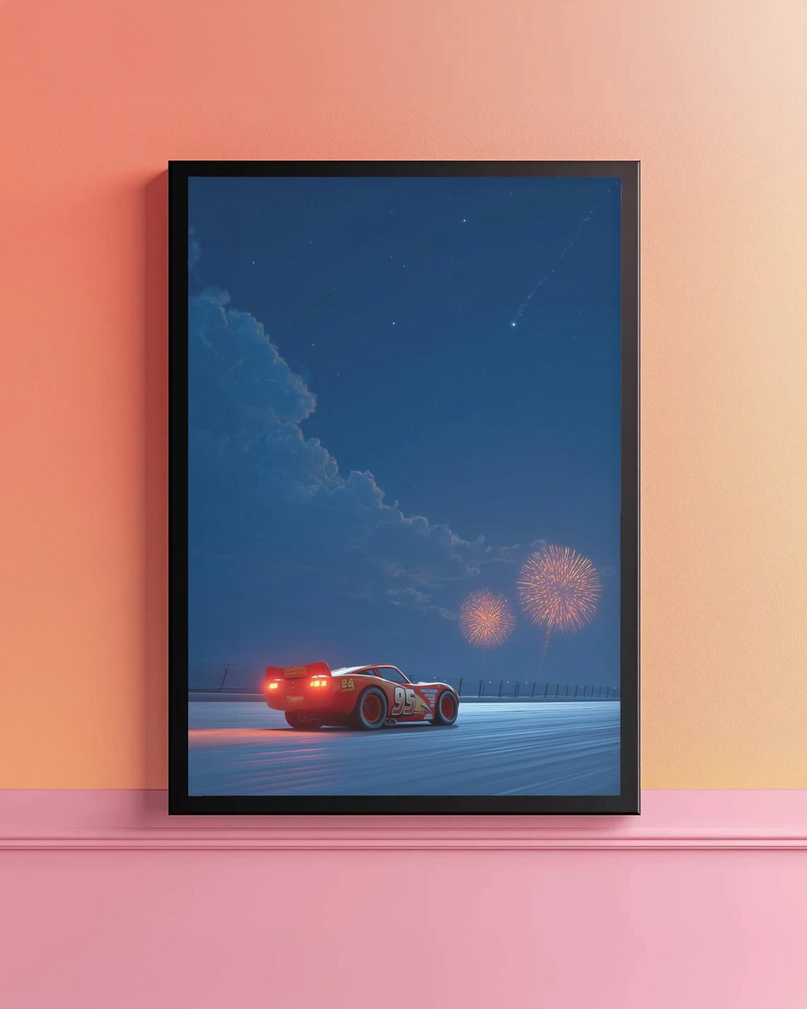 Lightning 95 Racing Night Aesthetic Speed Car Artwork Animated Decor ...