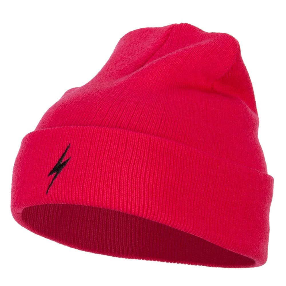 Lightning Bolt Embroidered Long Beanie - Magenta OSFM - Walmart.com