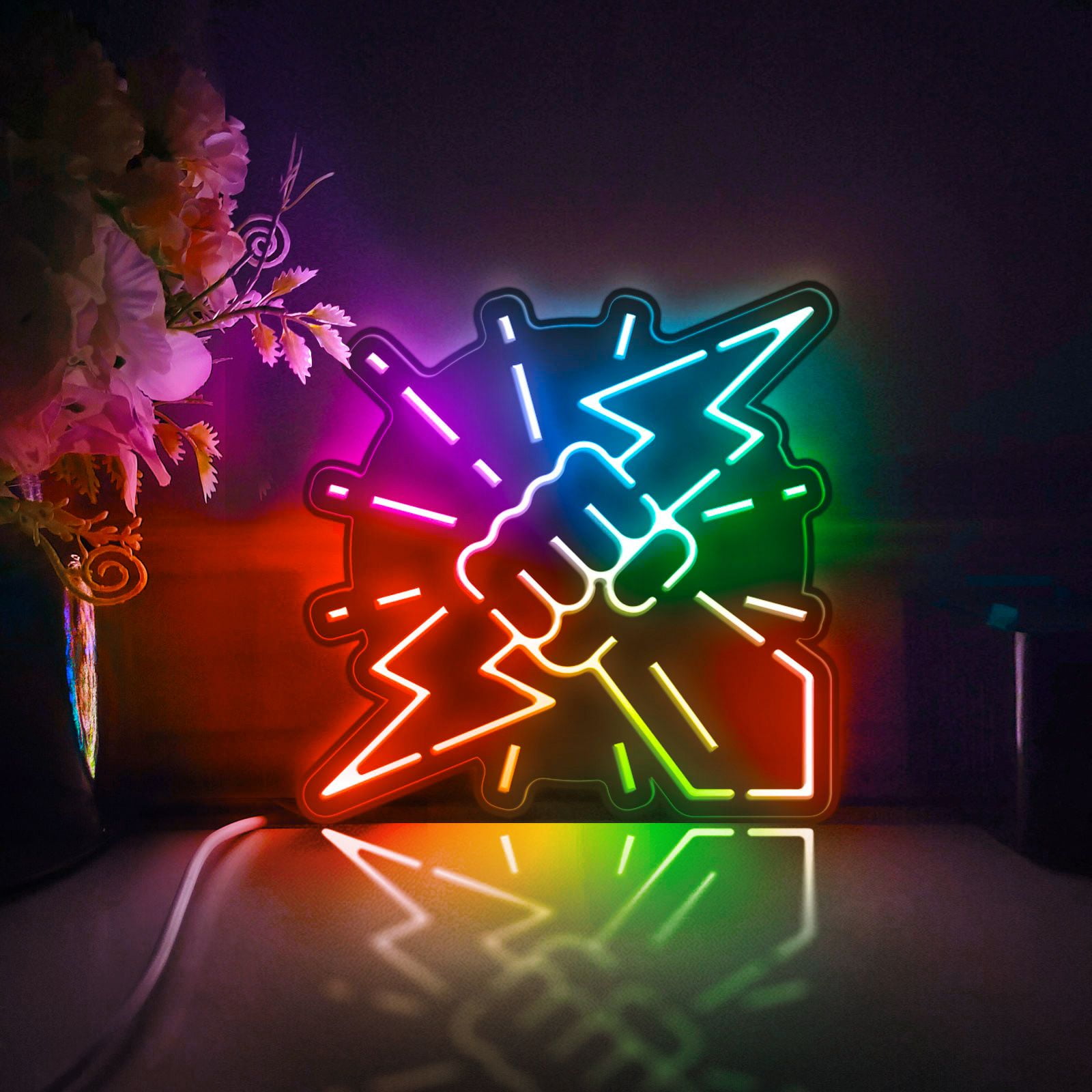 Lightning Bolt Led Light Box, Dimmable Neon-Like Light Signs USB Power ...