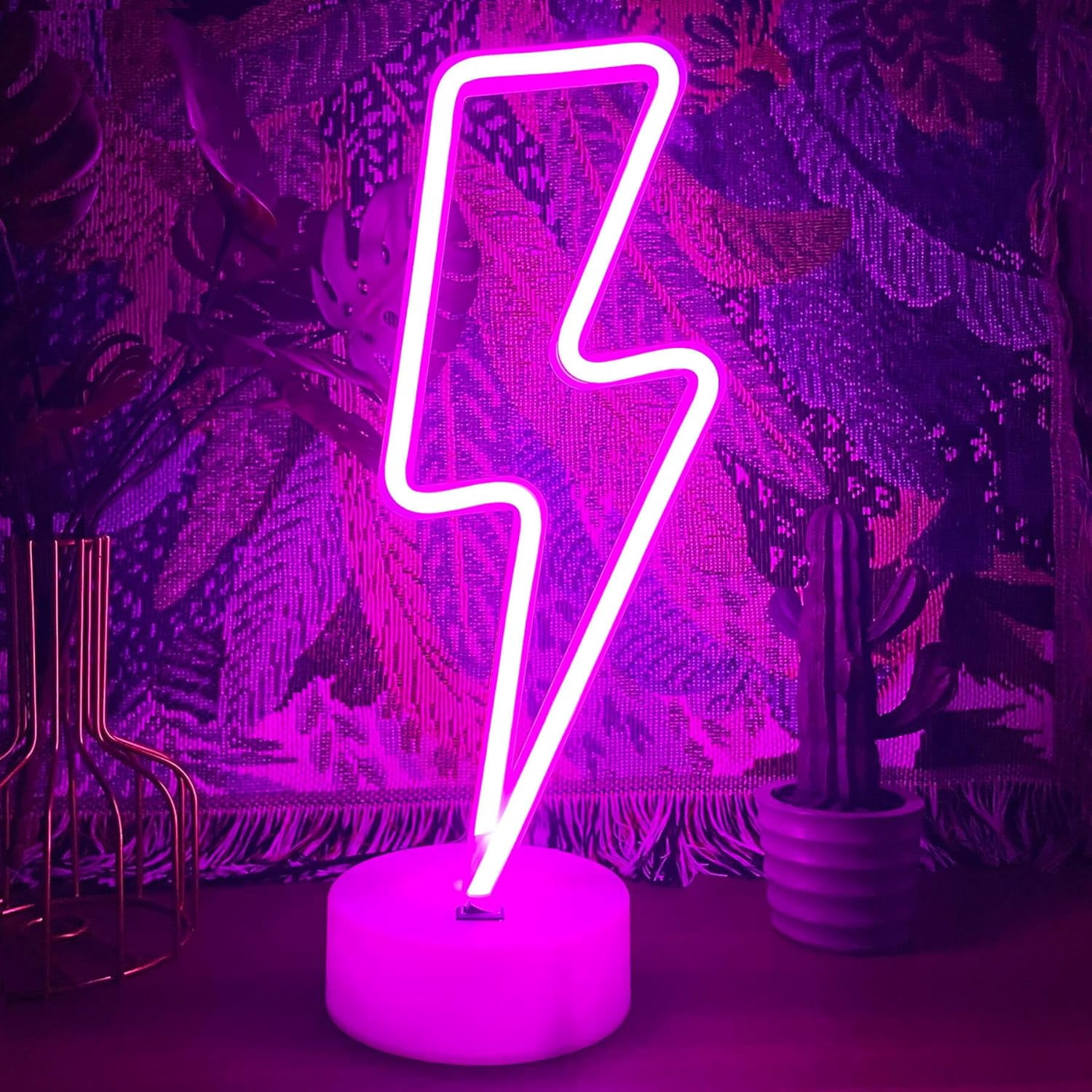Lightning Bolt Neon Signs Purple Lightning Neon Light with Base for ...