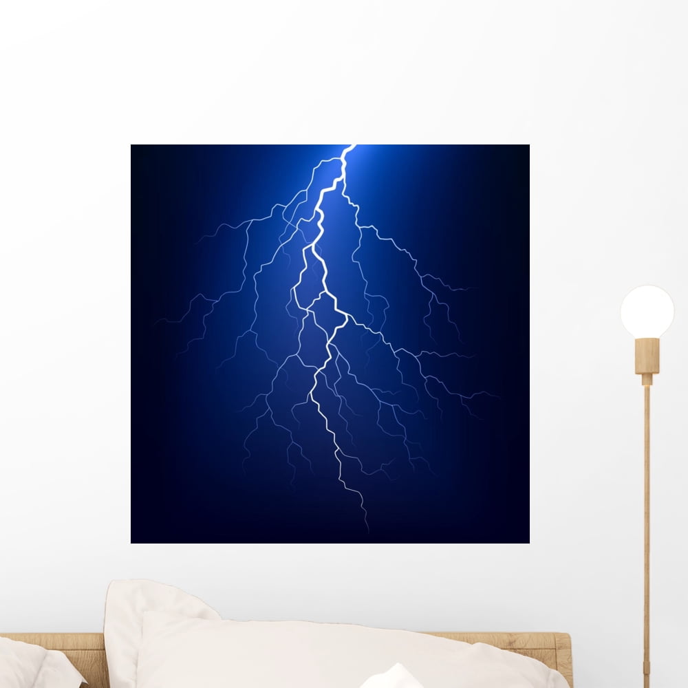 Lightning Bolt Night Vector Wall Mural by Wallmonkeys Peel and Stick ...