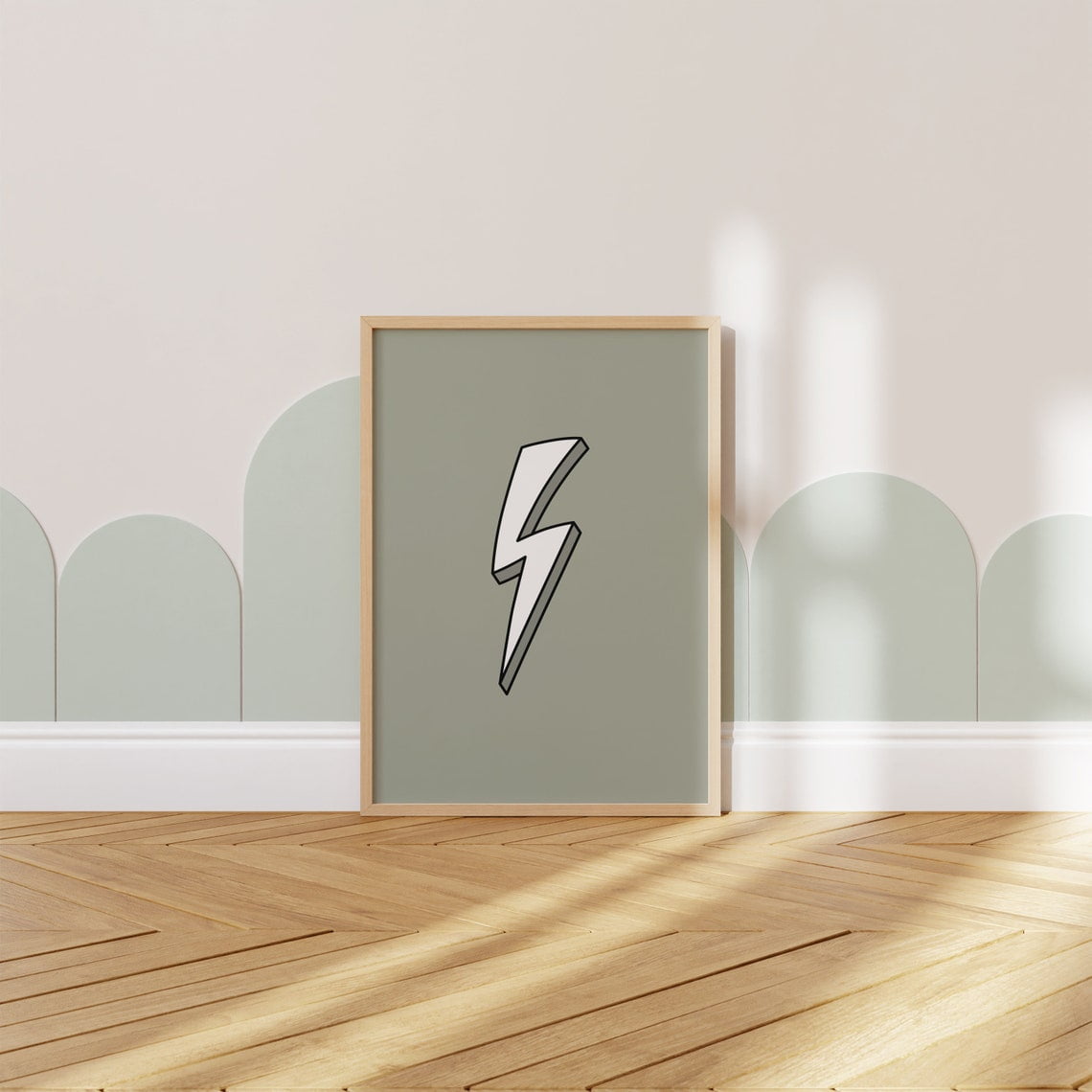 Lightning Bolt Print / Sage Green Nursery Decor, Nursery Print, Kids ...