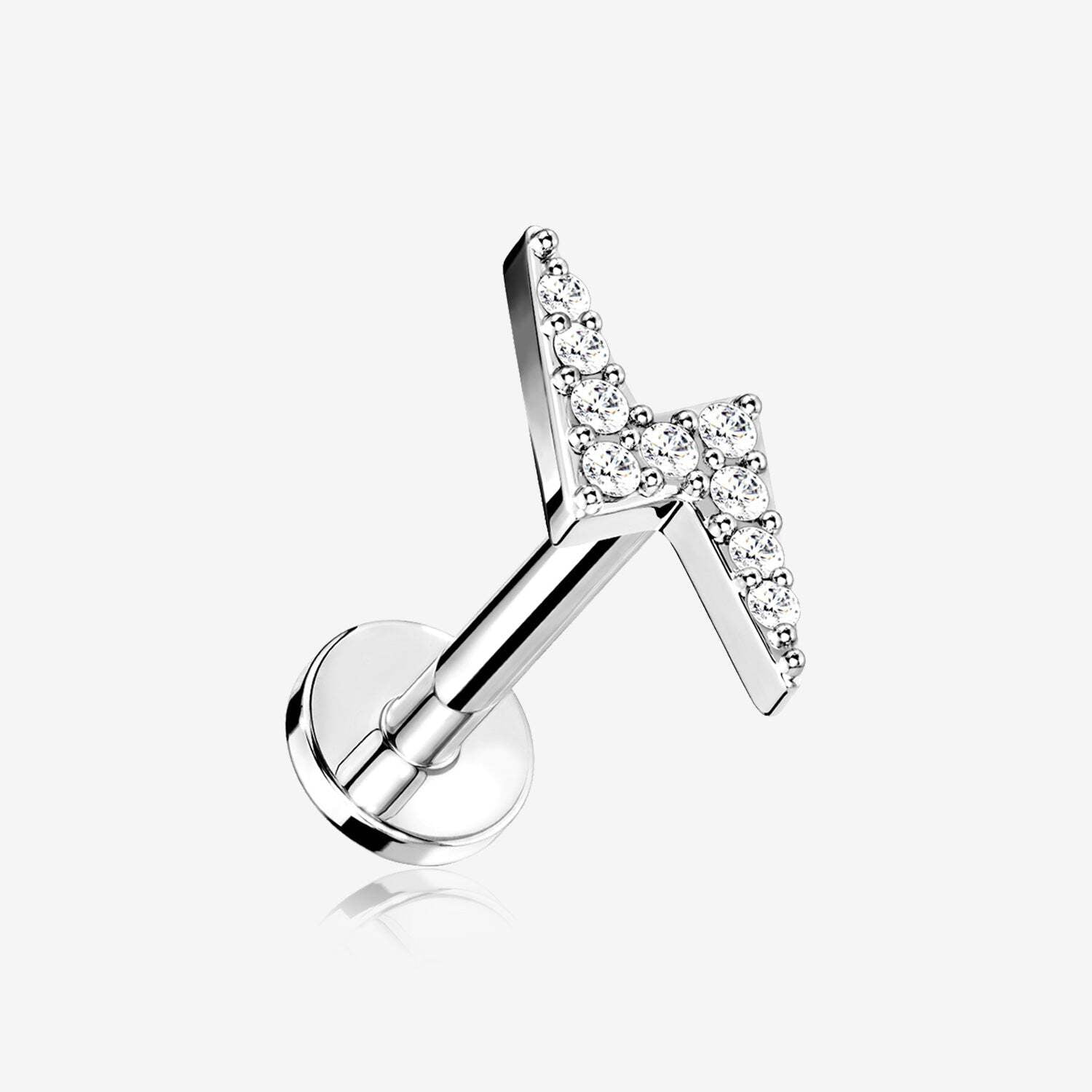 Lightning Bolt Sparkle Top Internally Threaded Steel Flat Back Stud Labret - Walmart.com