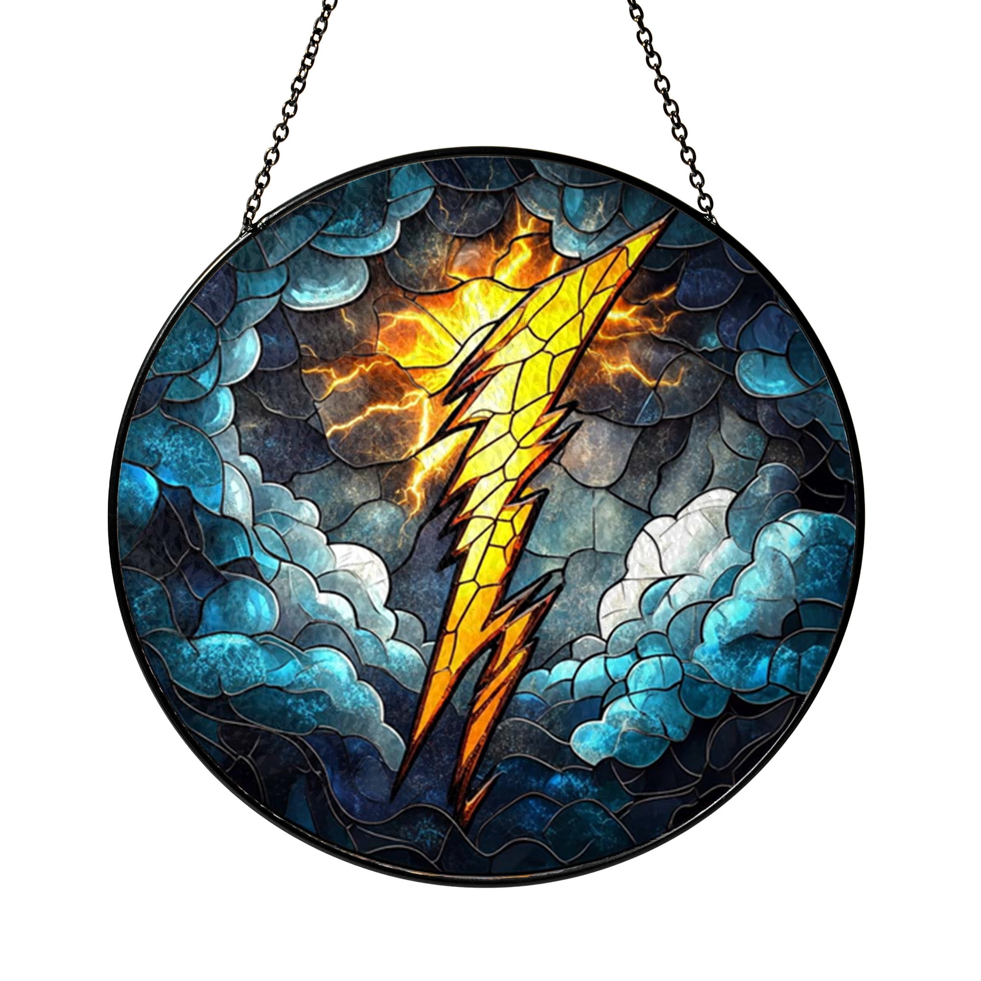Lightning Bolt Stained Glass Style Suncatcher – Decorative Window ...