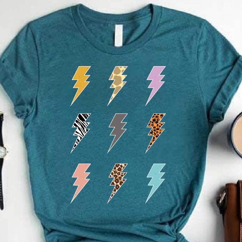 Lightning Bolt T Shirt, Retro 90S Shirt, Gifts For Women, Leo.Pard ...