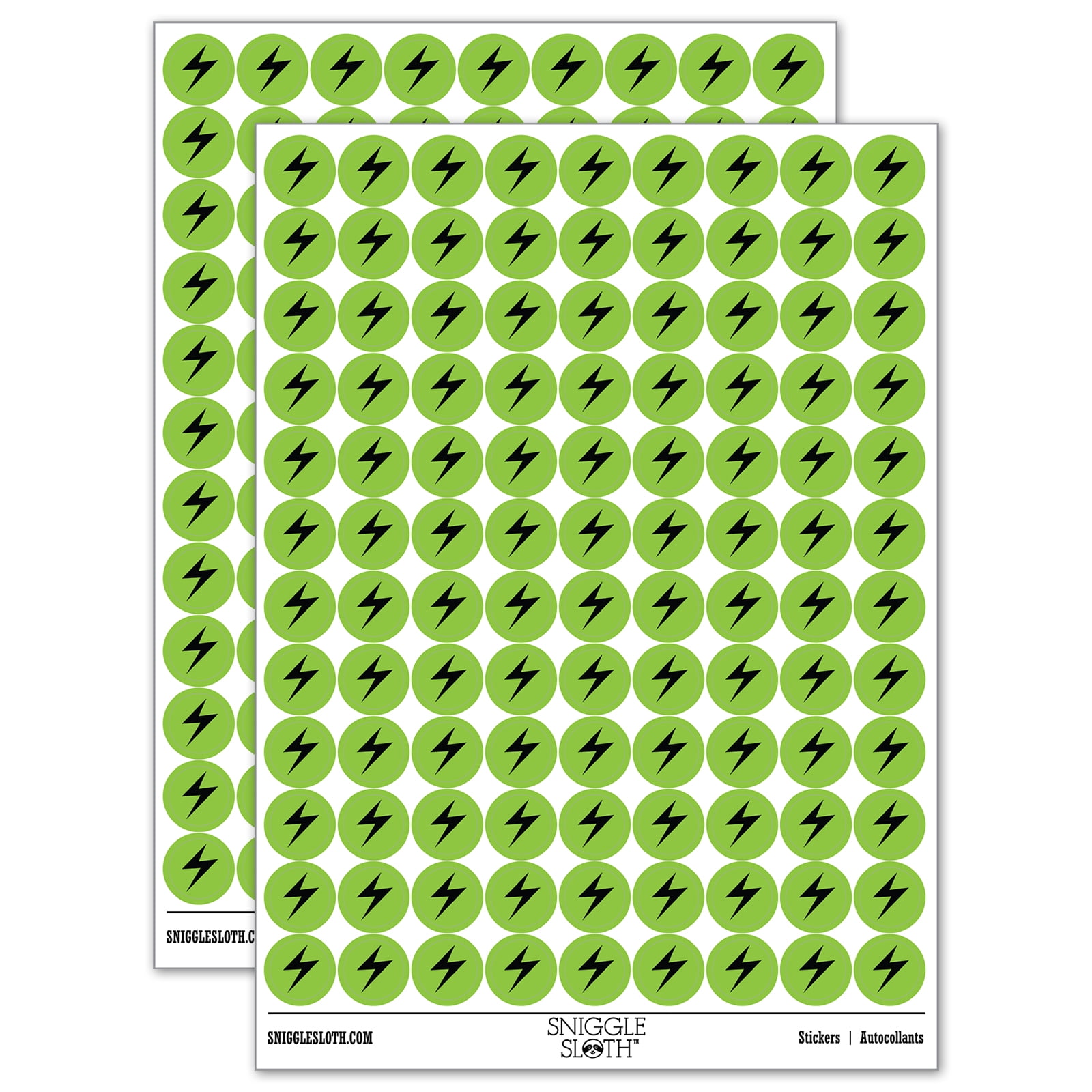 Lightning Bolt Thunderbolt 200+ Round Stickers - Light Green - Matte ...