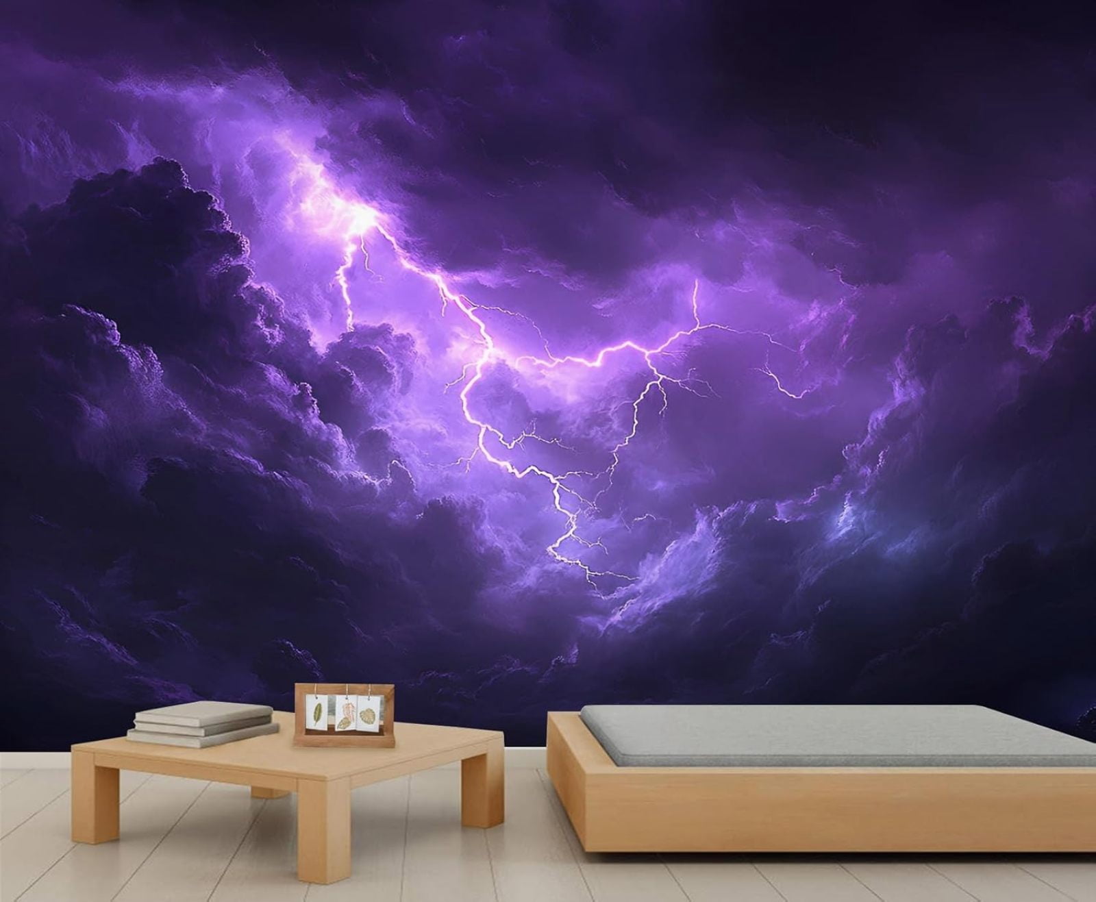 Lightning Bolt Wall Murals For Bedroom - Purple Thunder Storm Murals ...